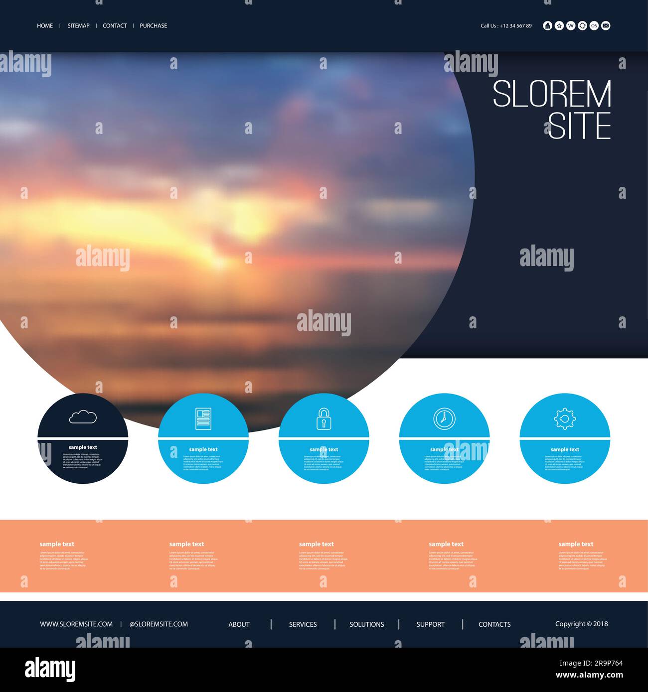 Website Design Template for Your Business with Sunset Sky Image ...