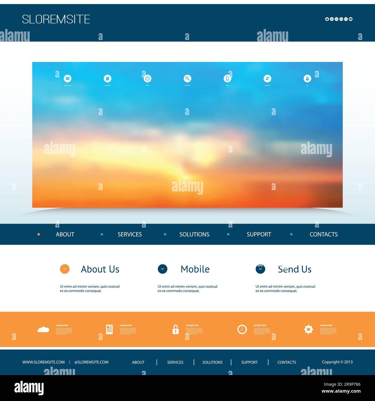 Website Design Template for Your Business with Sunset Sky Image ...