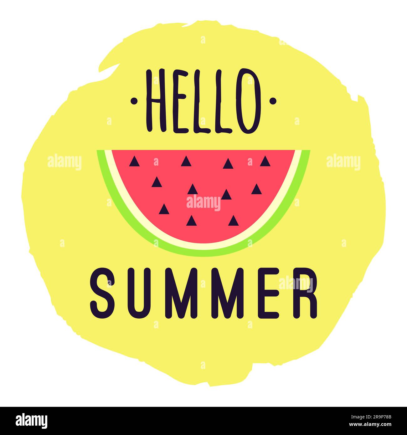 Vector illustration with watermelon and Hello Summer text Stock Vector ...