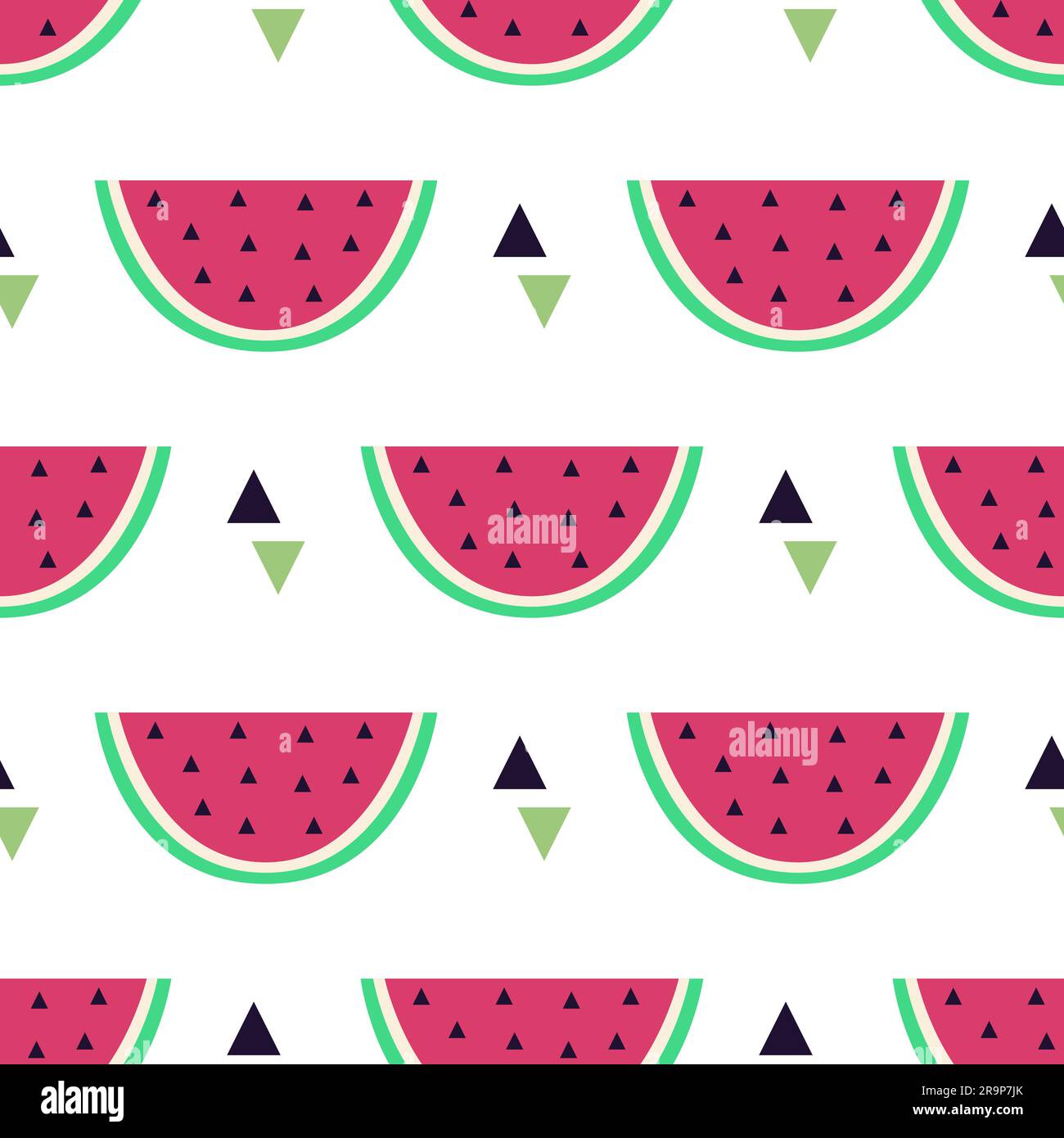 Vector seamless pattern with watermelon and triangles. Cute summer ...