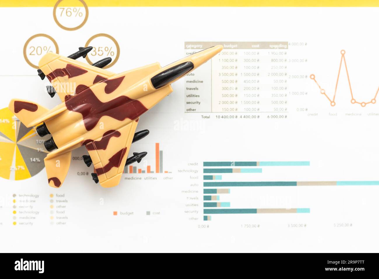 magnifying glass and working paper with diagram Stock Photo - Alamy