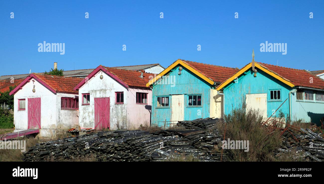 Decorated oyster huts. The Chateau d'Oleron. Charente-Maritime, France ...