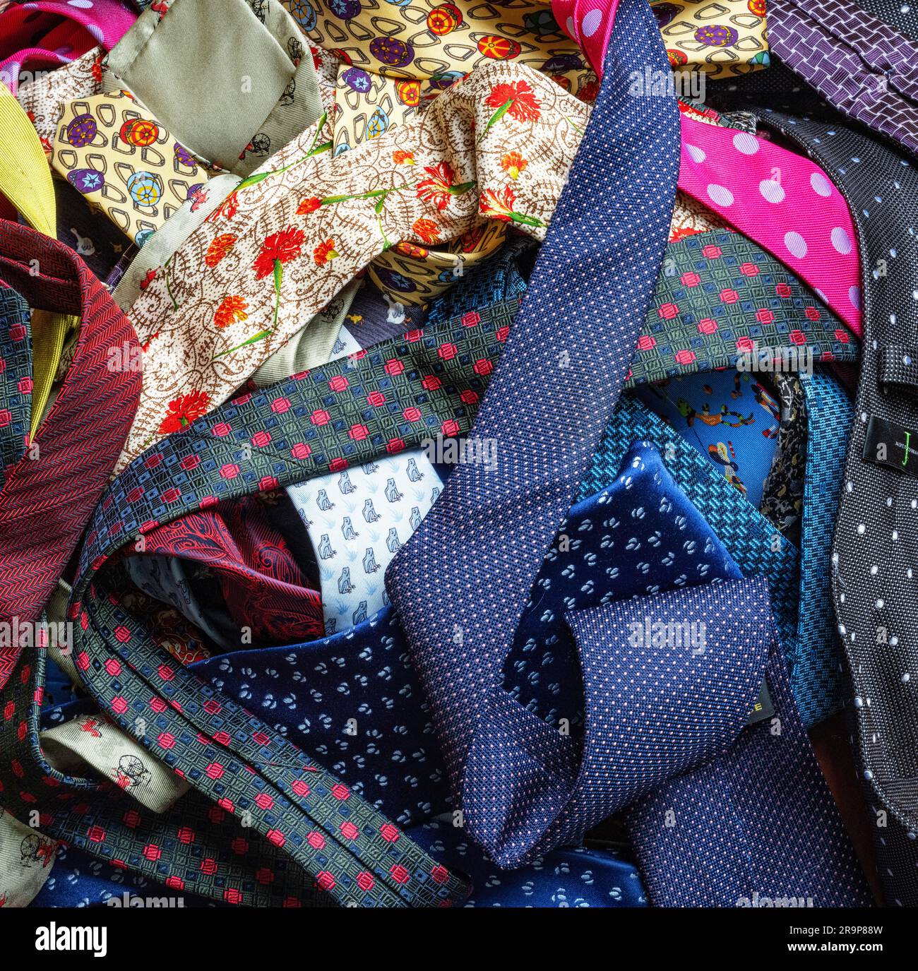 Arrangement of men's neckties (ties); including Charvet, Hermès ...