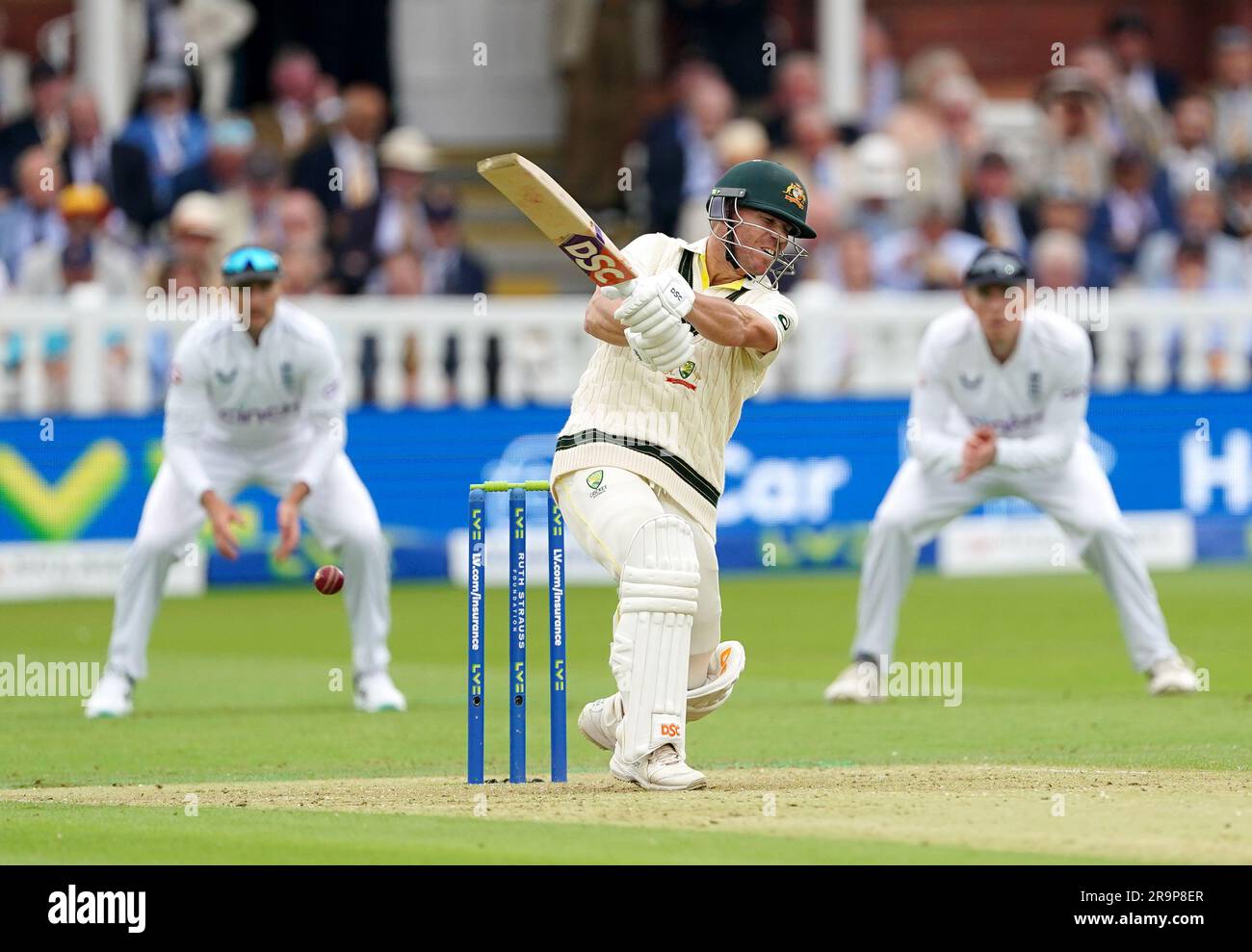 Australia's David Warner bats during day one of the second Ashes test ...