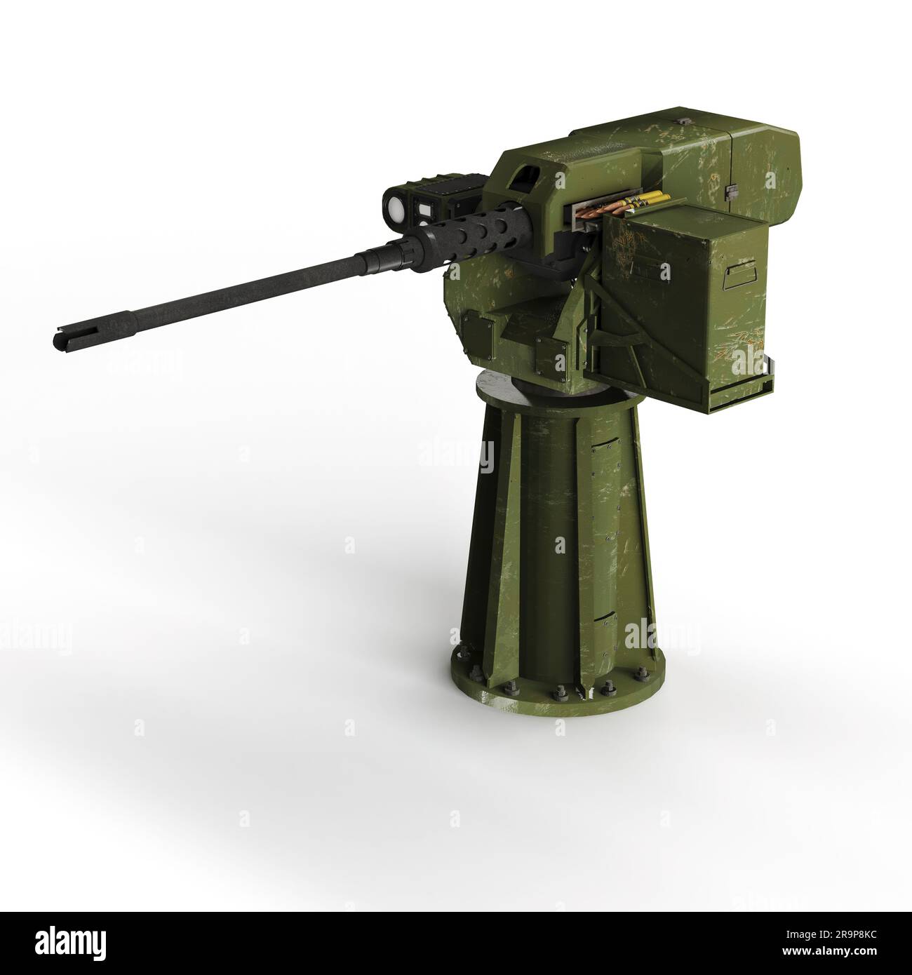 A 3d rendering of a green machine gun on white background Stock Photo ...
