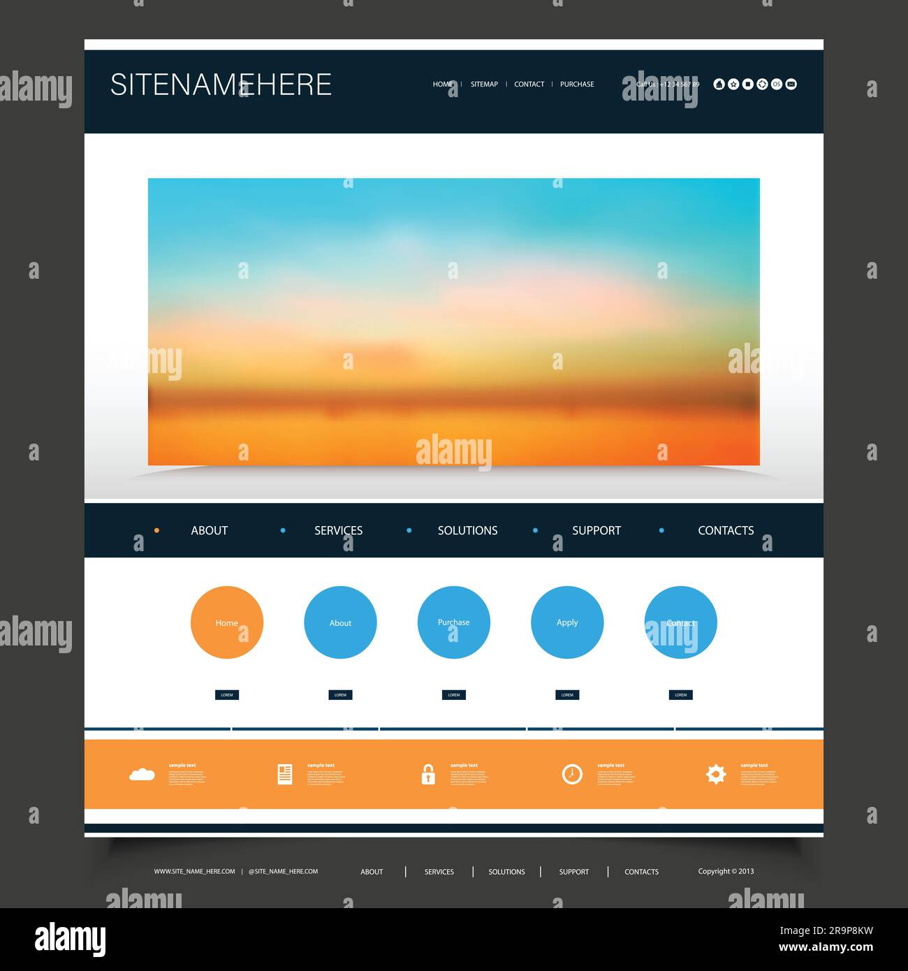 Website Design Template for Your Business with Sunset Sky Image ...
