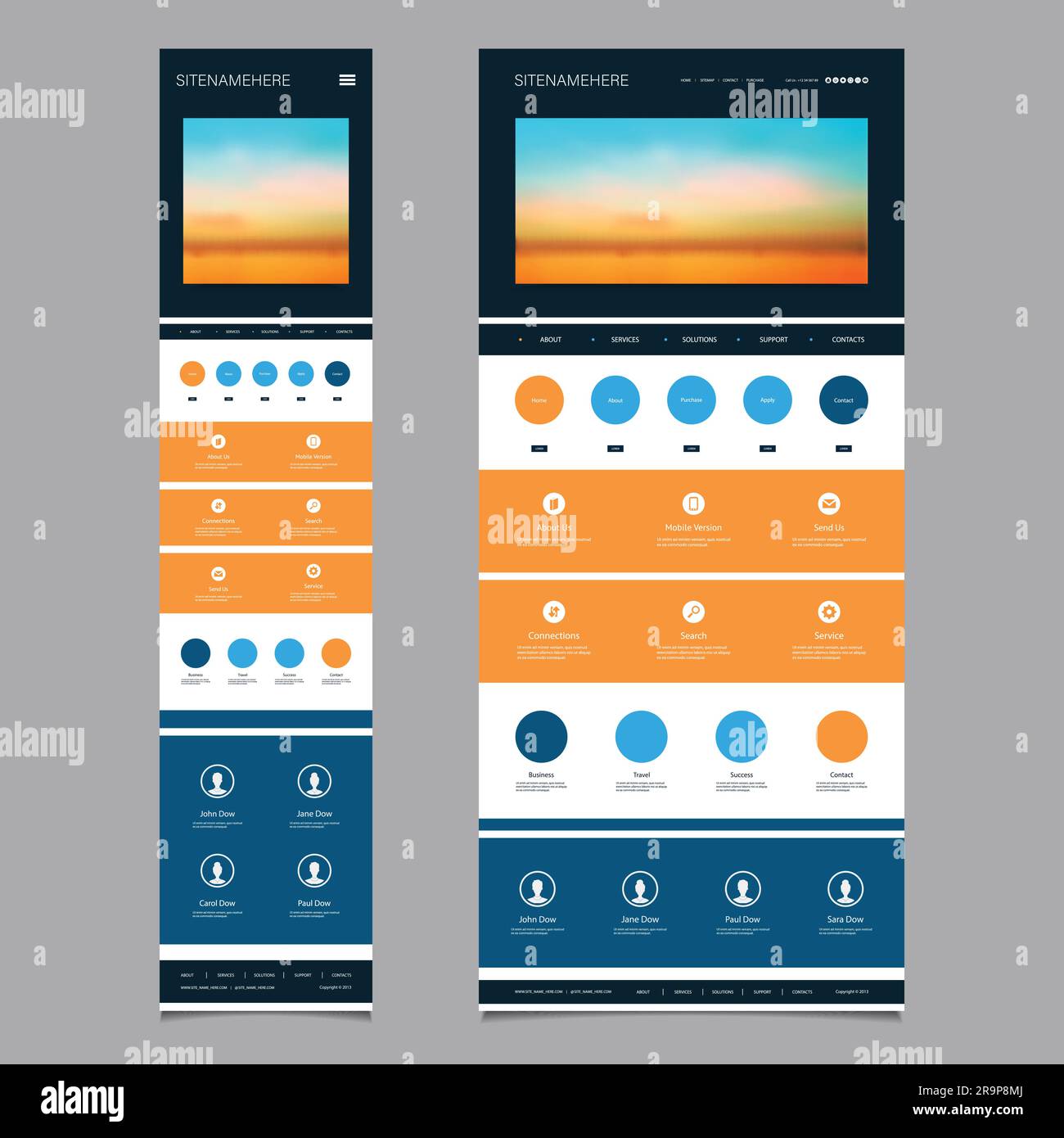 Responsive Website Design Template for Your Business with Sunset Sky ...