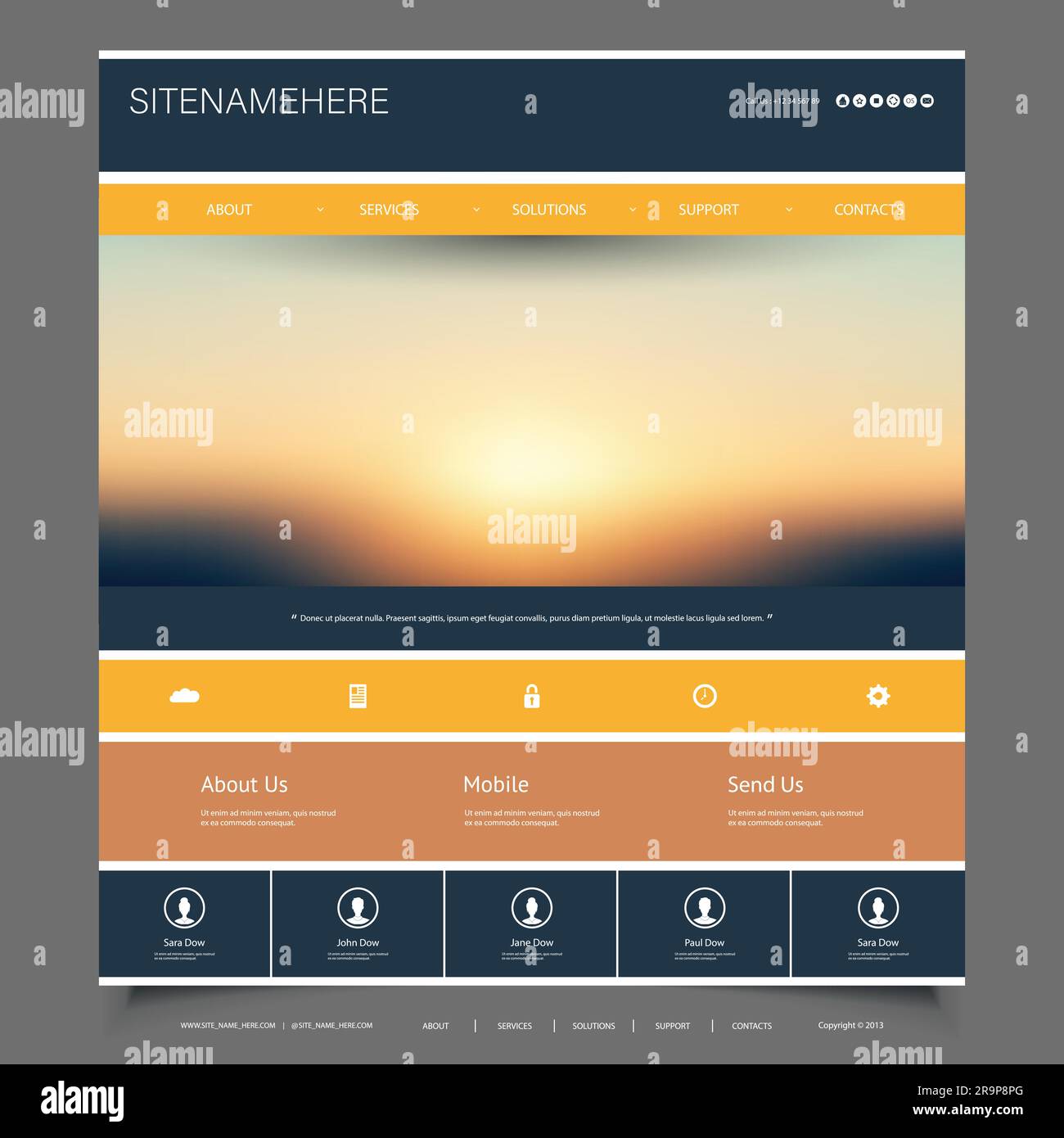 Web Site Design Template for Your Business with Sunset Sky Image ...