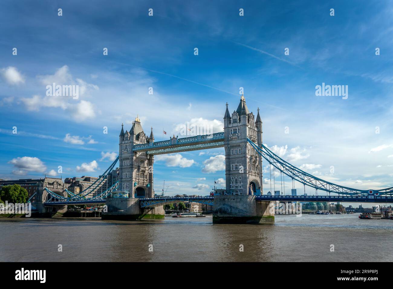The Tower Bridge and the river Thames on a sunny day in London, UK ...