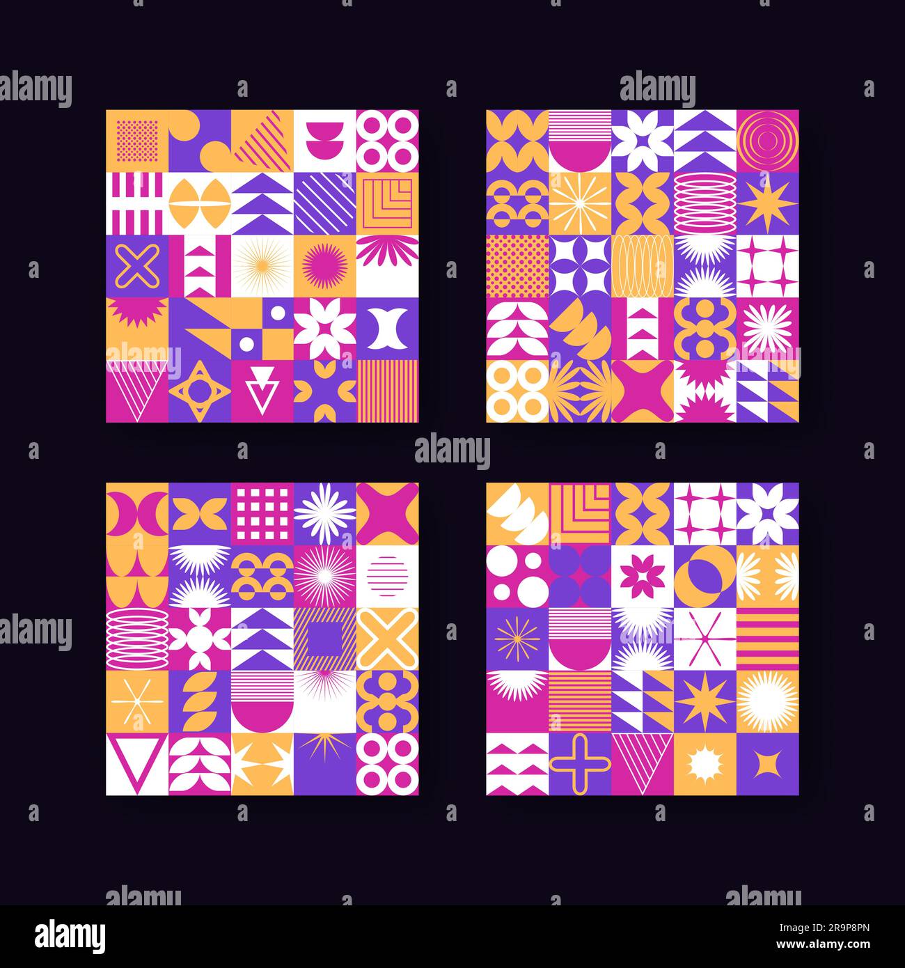 Vector set with abstract colorful minimalistic patchwork geometric ...