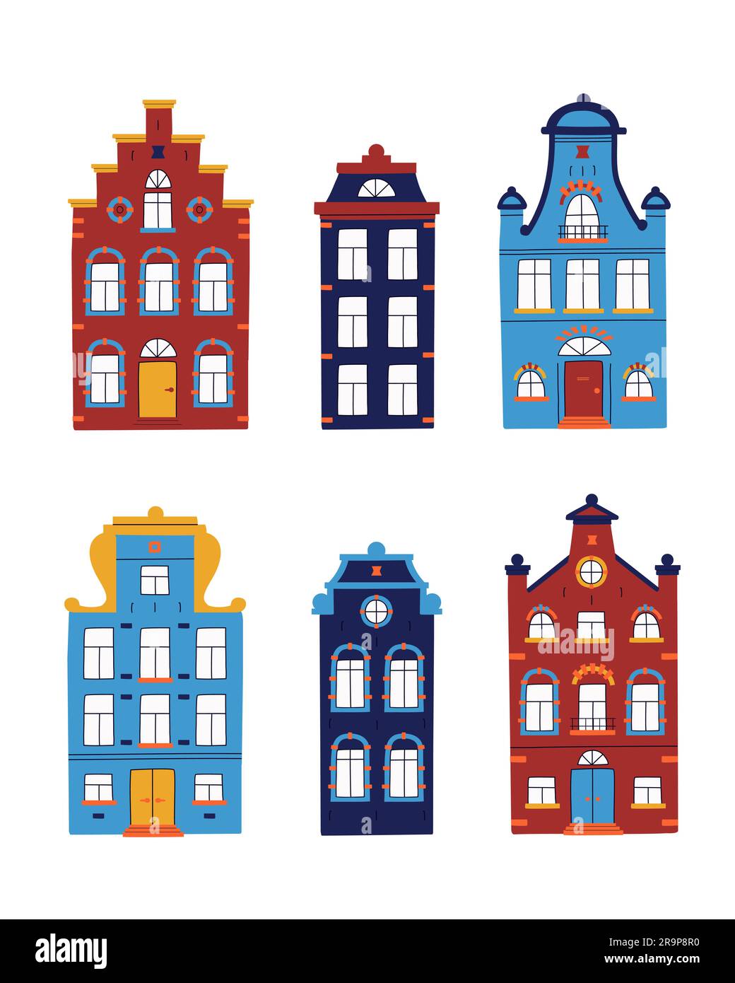 Vector set of minimalistic traditional houses. Vector collection of ...