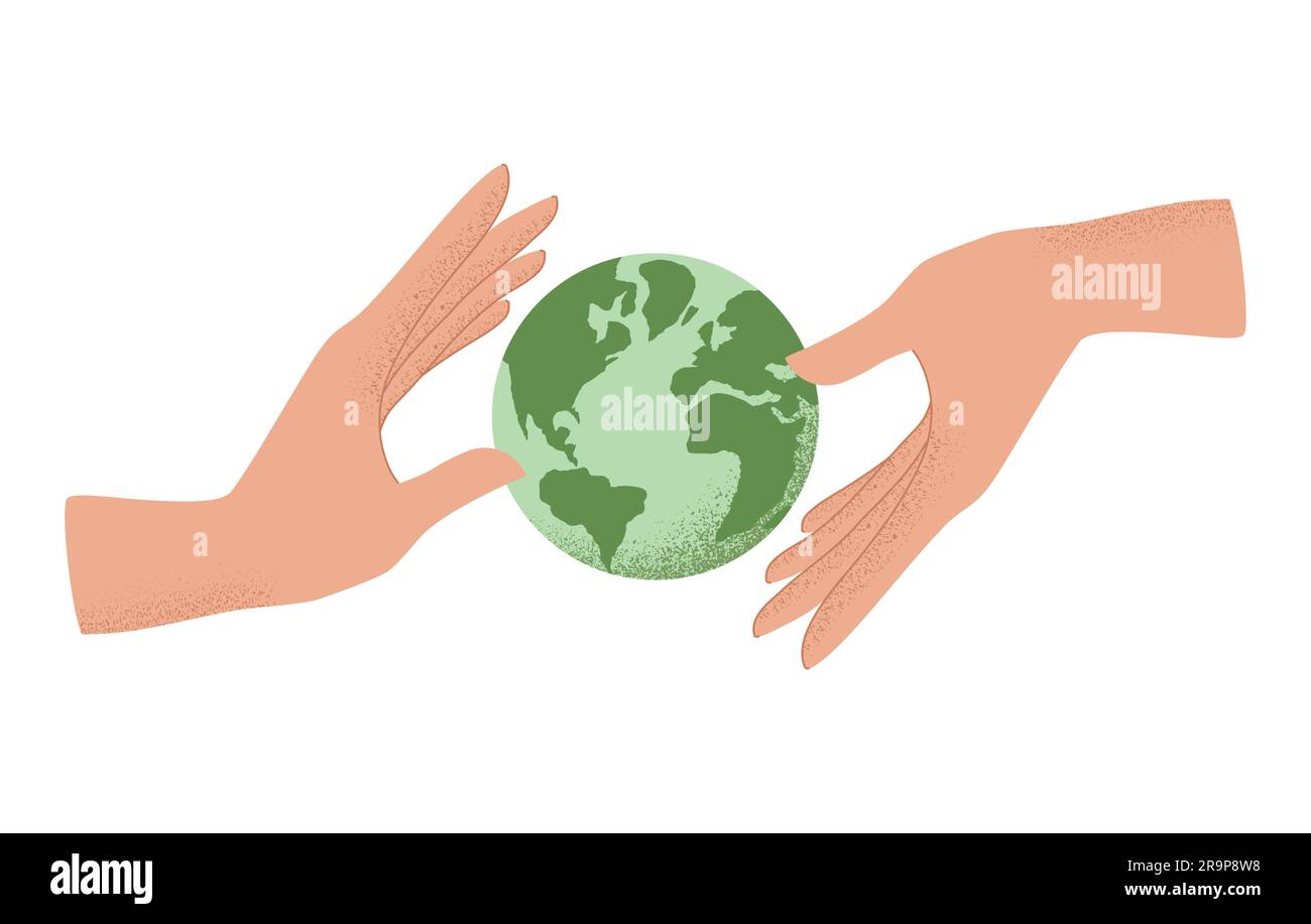 Vector illustration of human hands holding Earth globe, Concept of ...