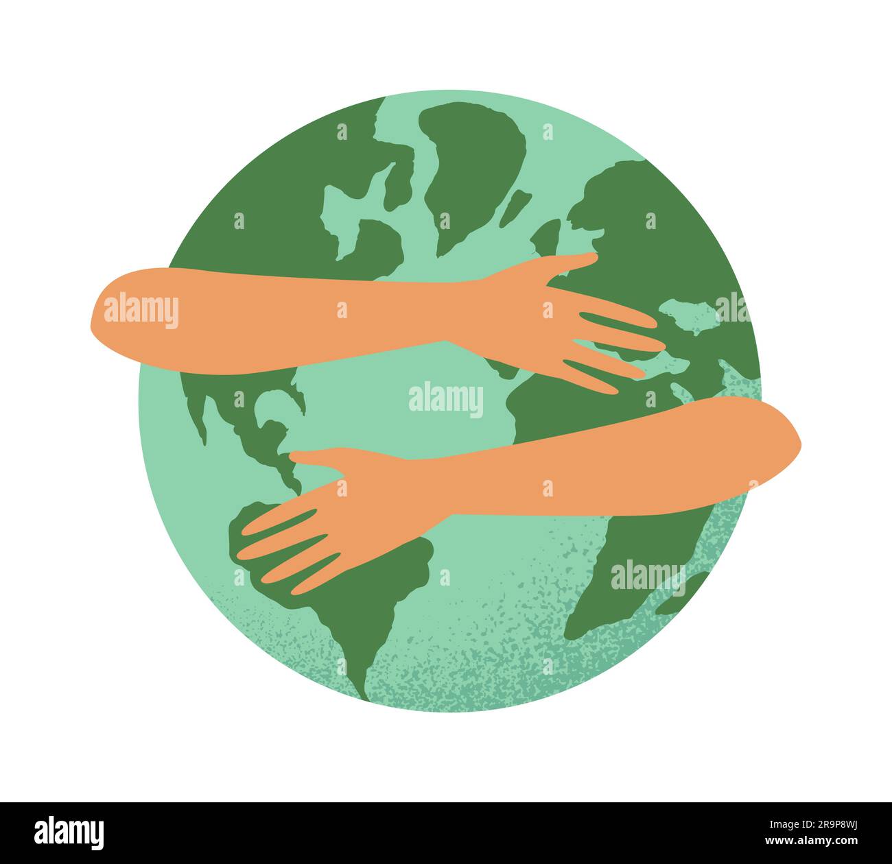 Vector illustration of hands hug planet Earth. Concept of World ...