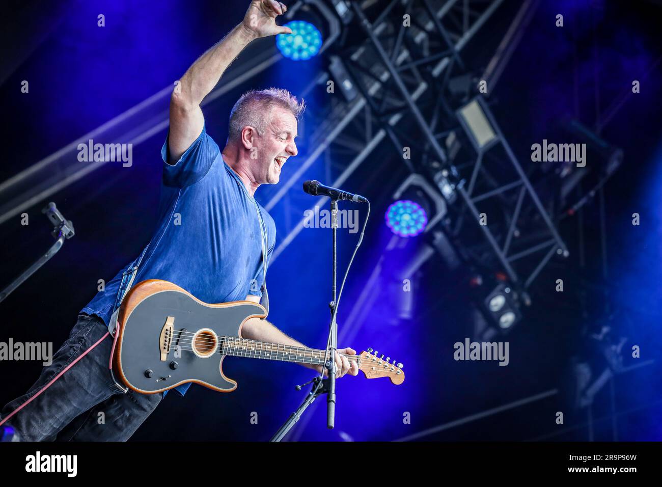 Joe Sumner performing live on stage at Bedford Park in a concert to ...