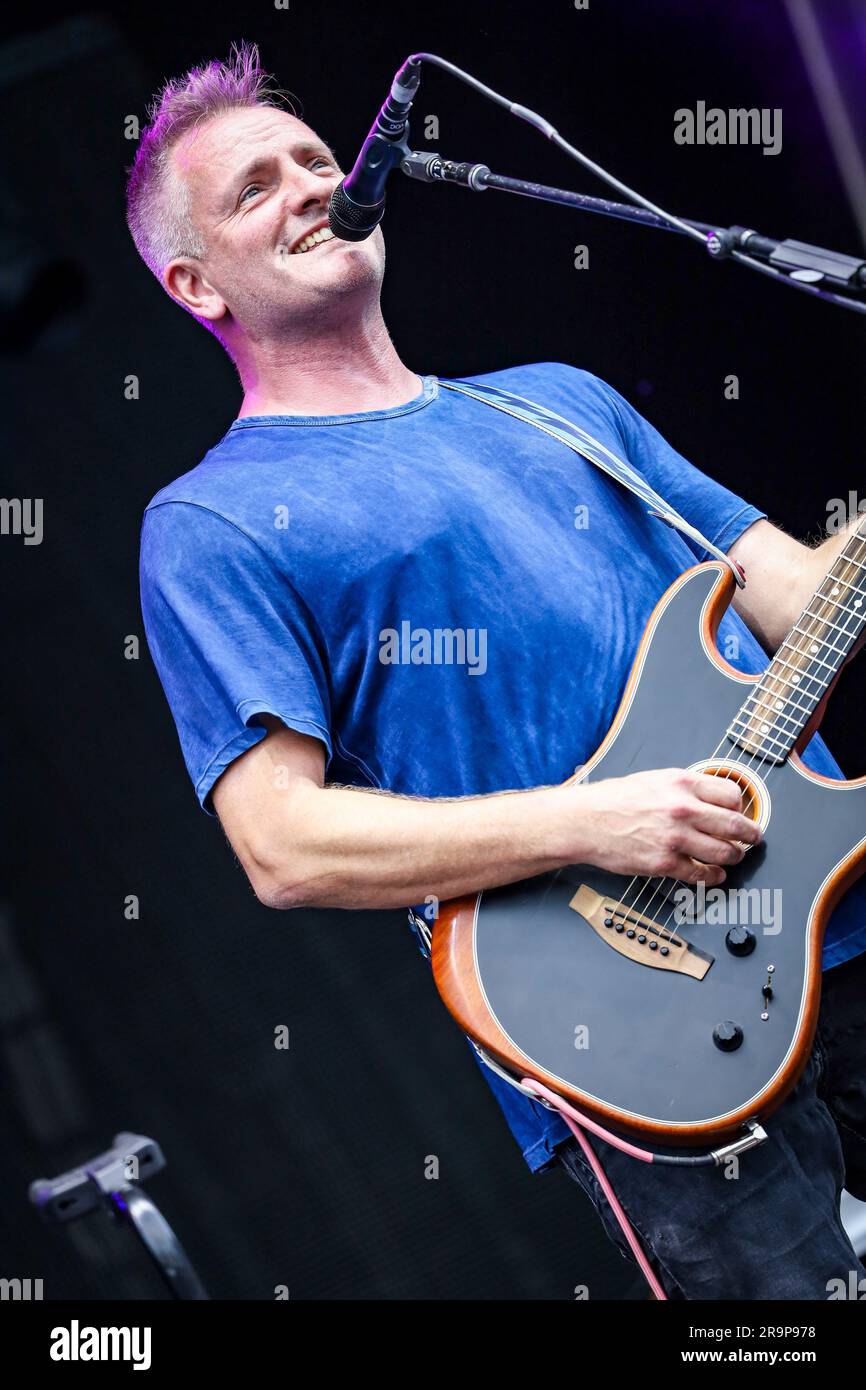 Joe Sumner performing live on stage at Bedford Park in a concert to ...