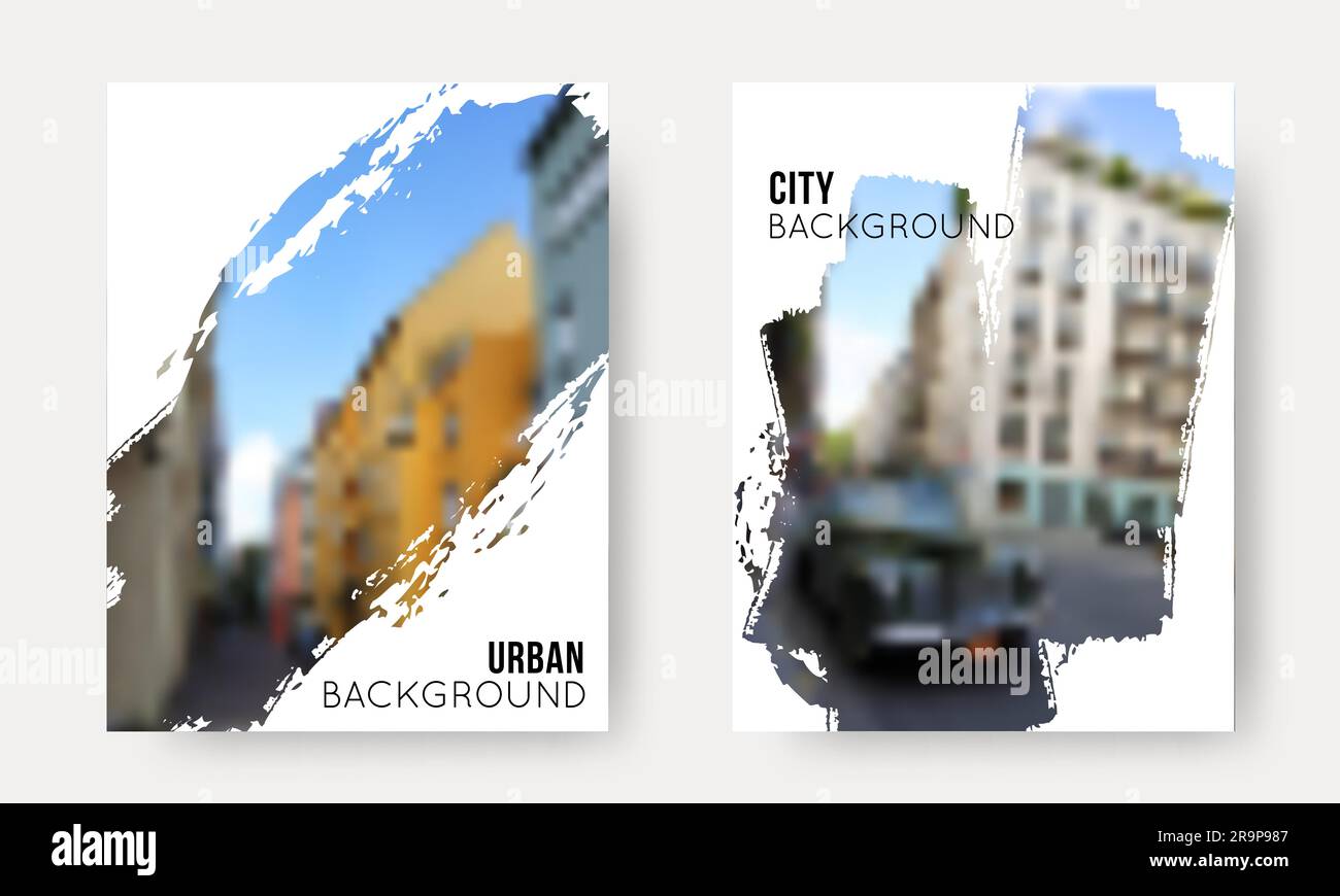 Vector Set of Blurred Urban Backgrounds. Collection of City unfocused ...