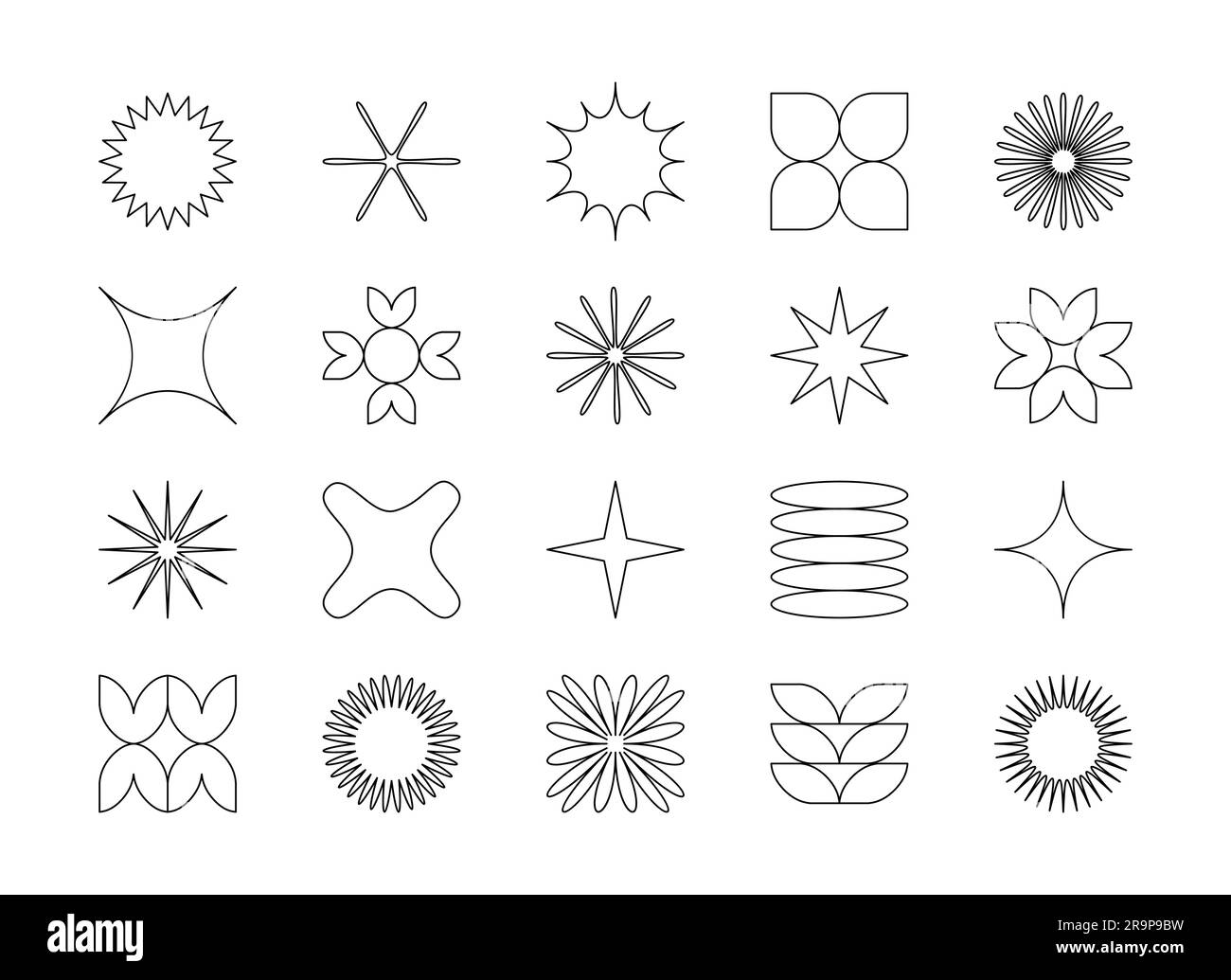 Vector set of abstract minimalistic geometric elements. Contemporary ...