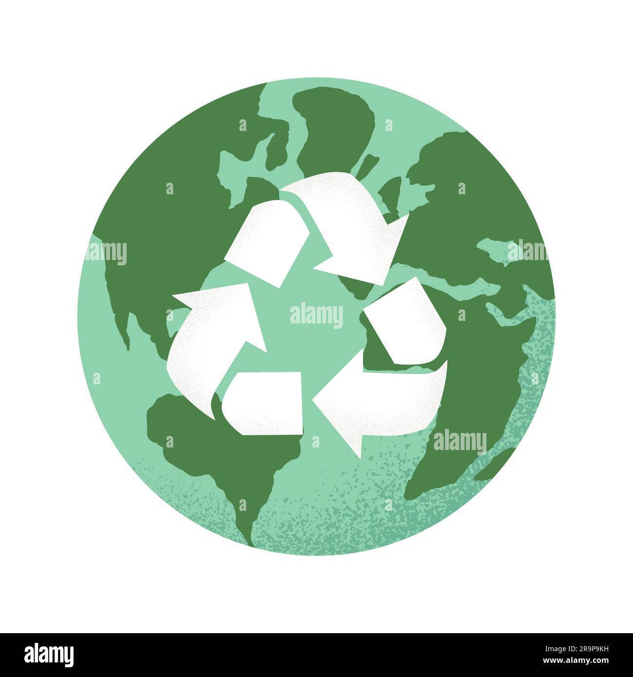 Vector illustration of Earth globe with Recycle icon isolated on white ...
