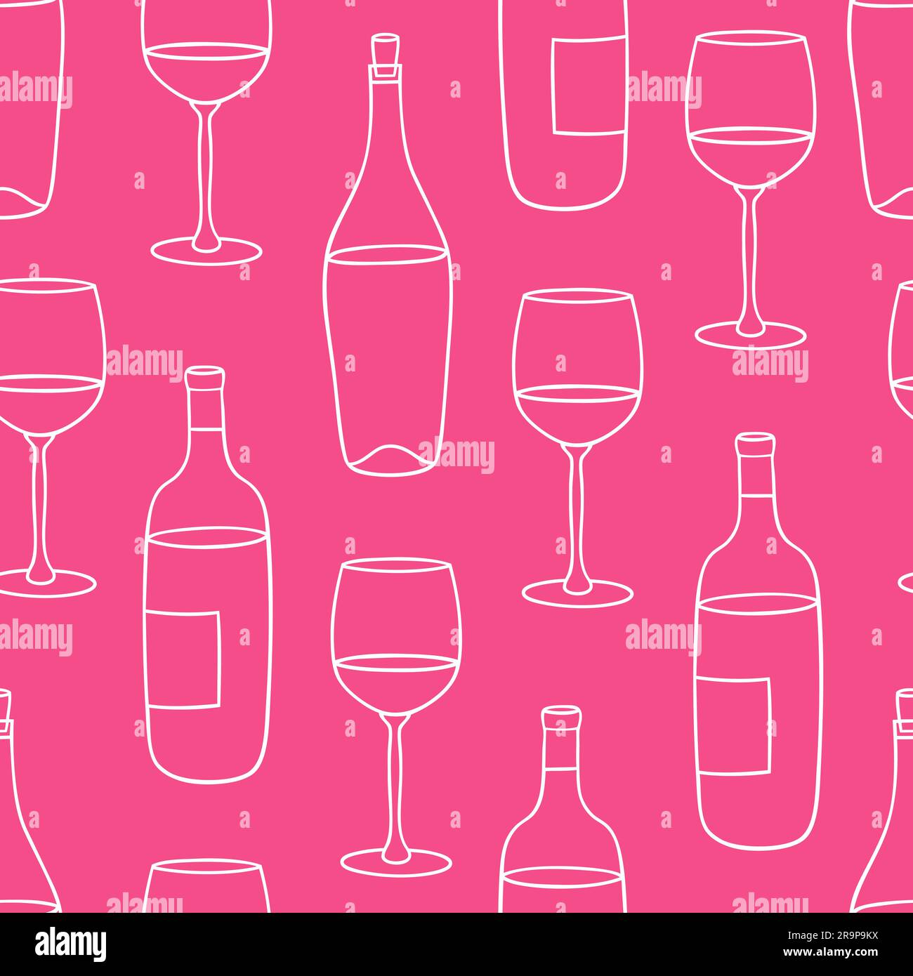 Vector seamless pattern with Wine bottles and glasses. Background for ...