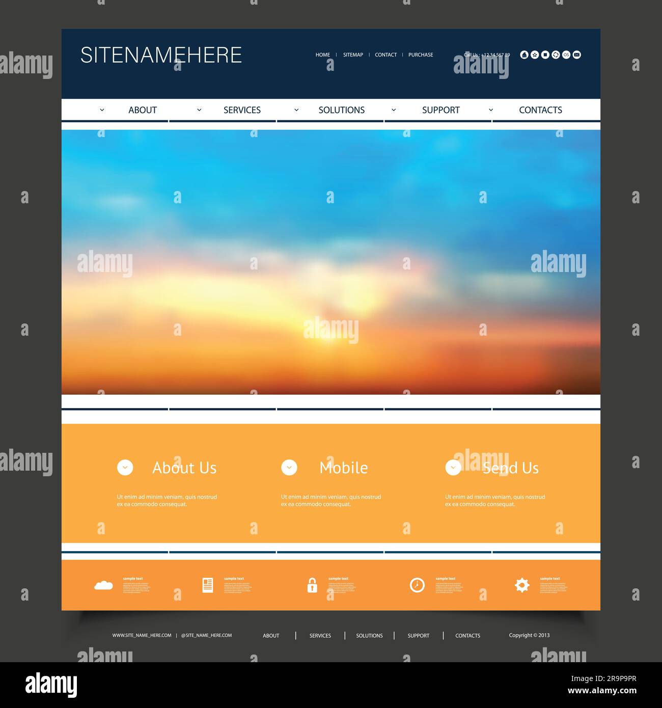 Website Design Template for Your Business with Sunset Sky Image ...