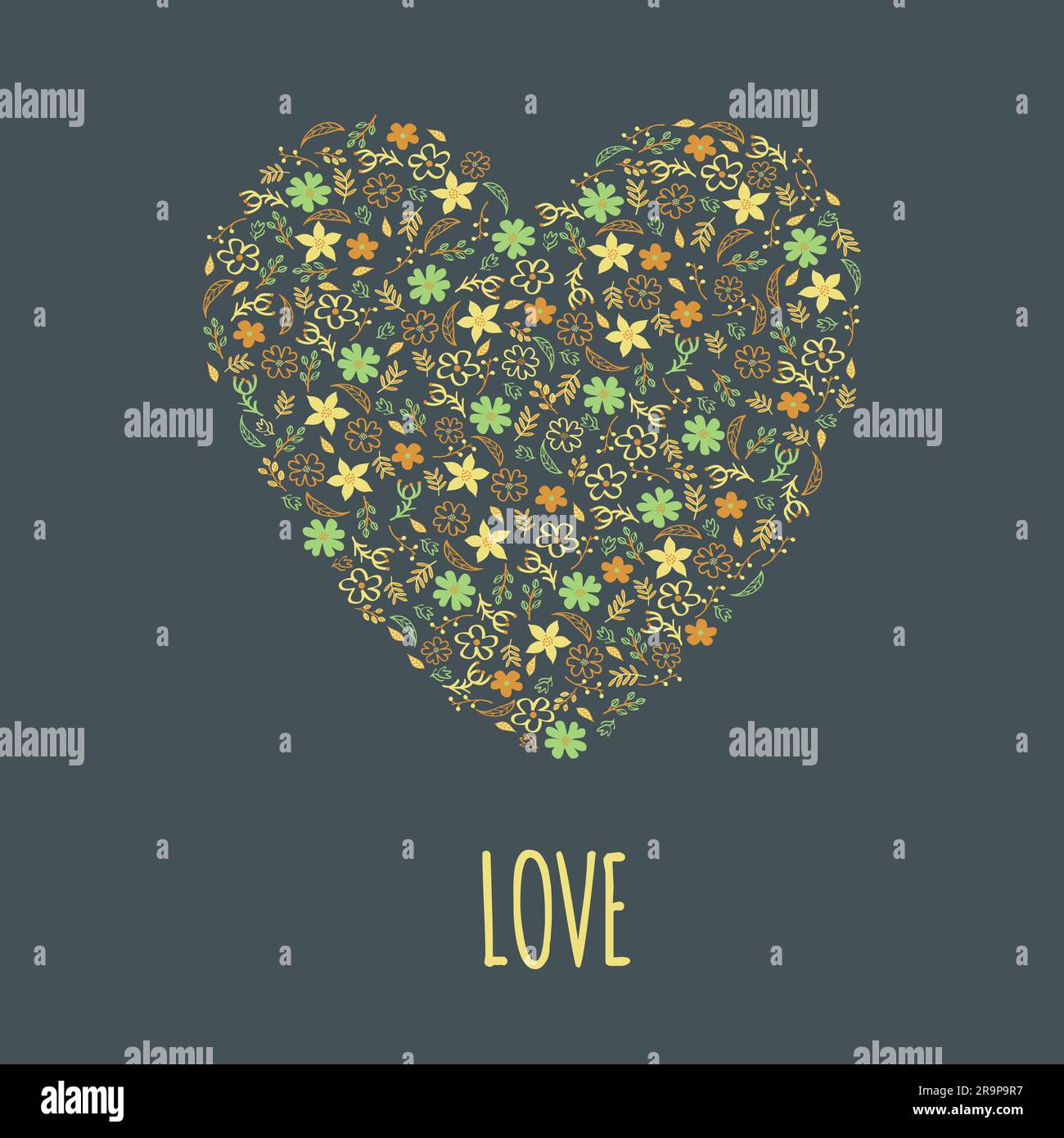 Vector illustration of colorful floral heart Stock Vector Image & Art ...