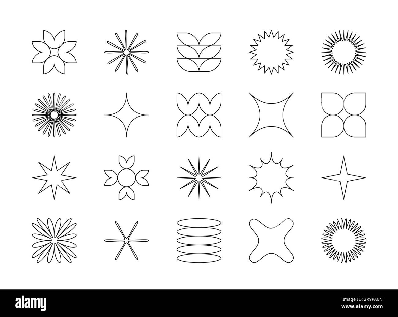 Vector set of abstract minimalistic geometric elements. Contemporary simple various zigzag ...
