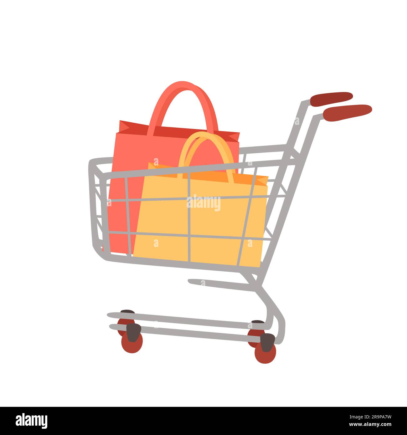 Vector illustration of grocery shopping cart isolated on white ...