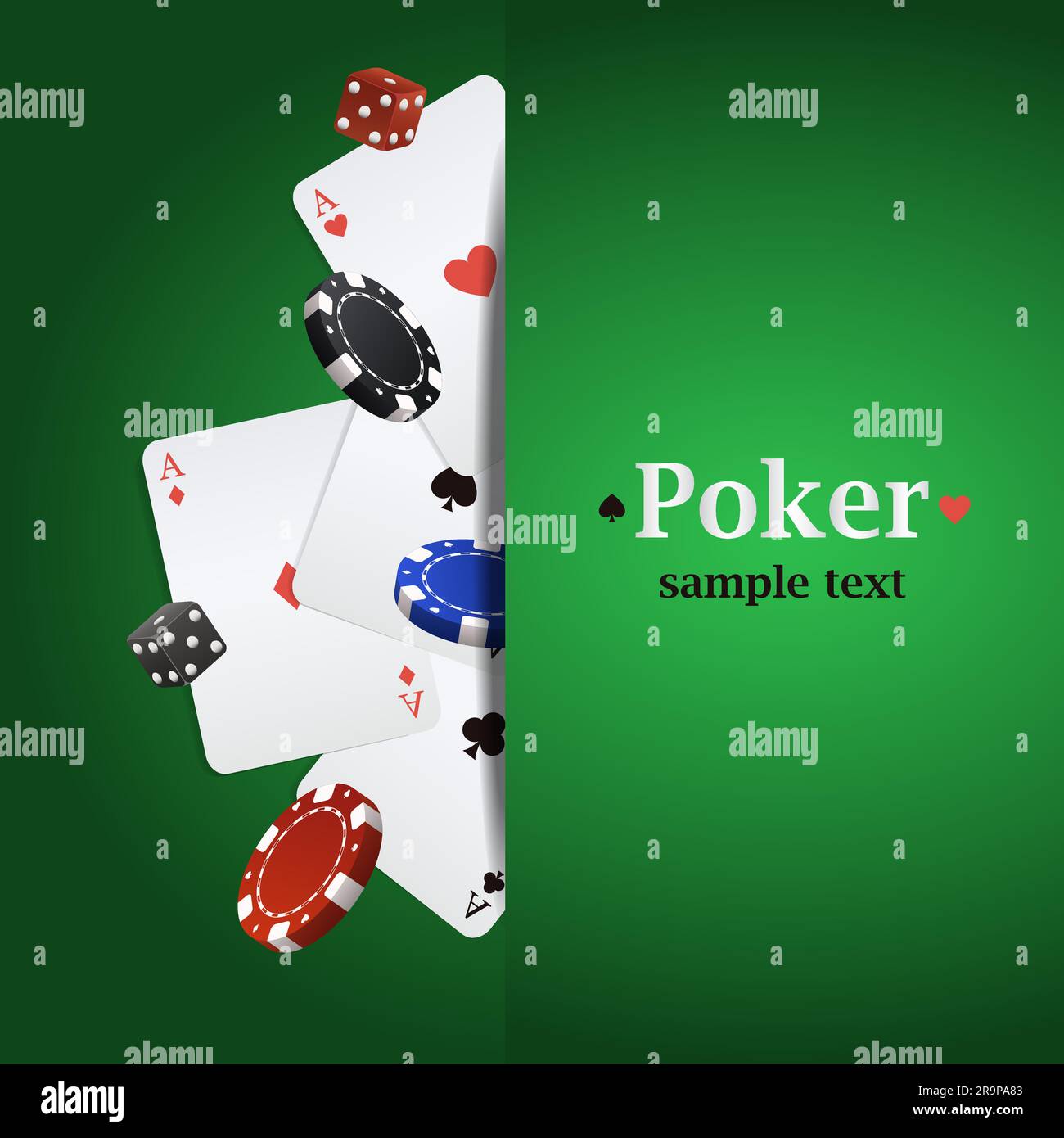 Vector poker background with playing cards, chips and dices Stock ...
