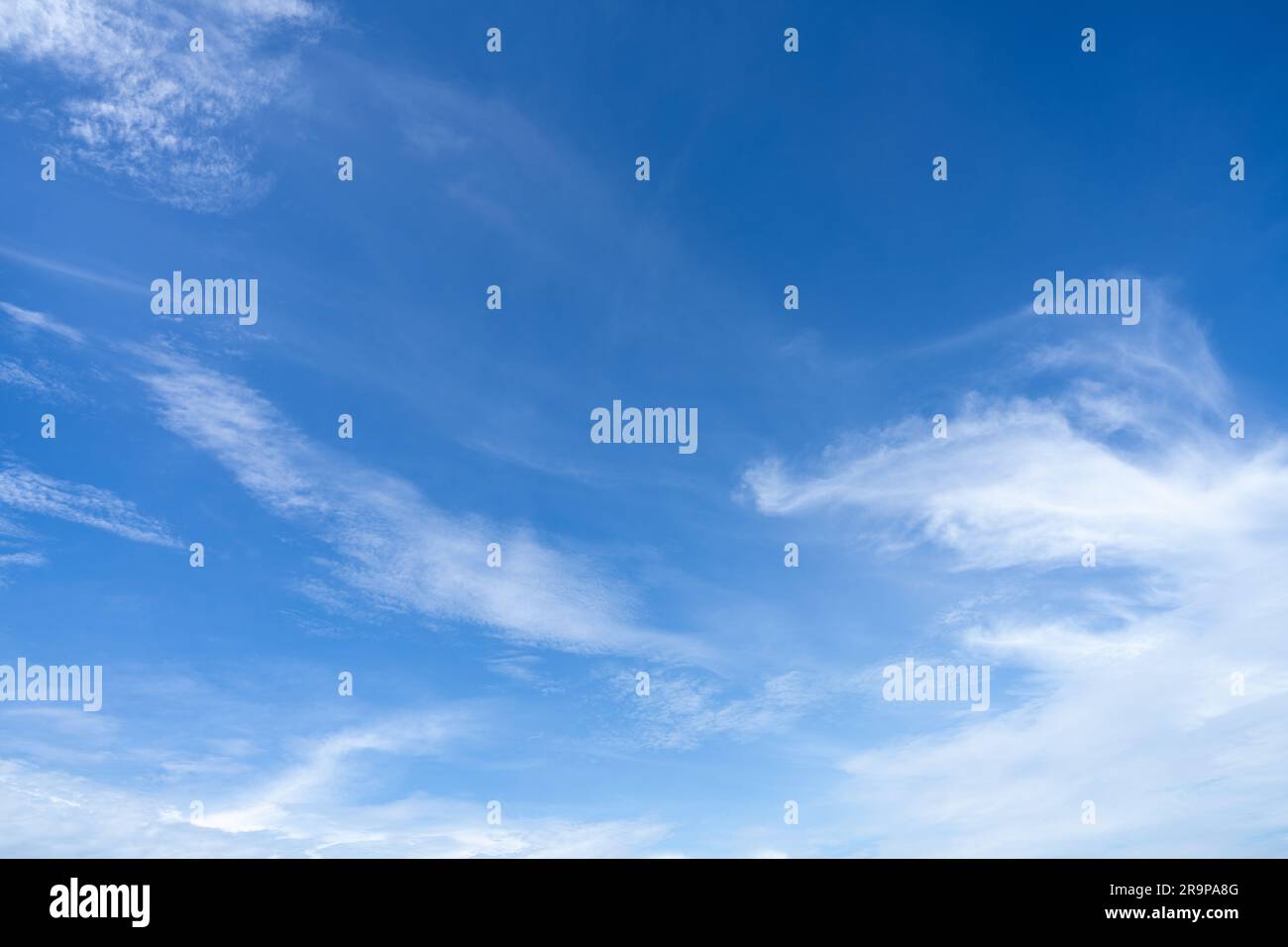 Blue sky and white cirrocumulus clouds texture background. Blue sky on ...