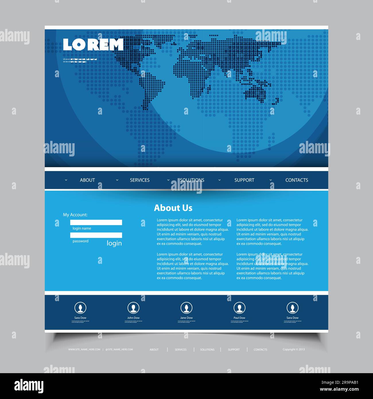 Global Business, Technology - Web Site Template Design with World Map ...