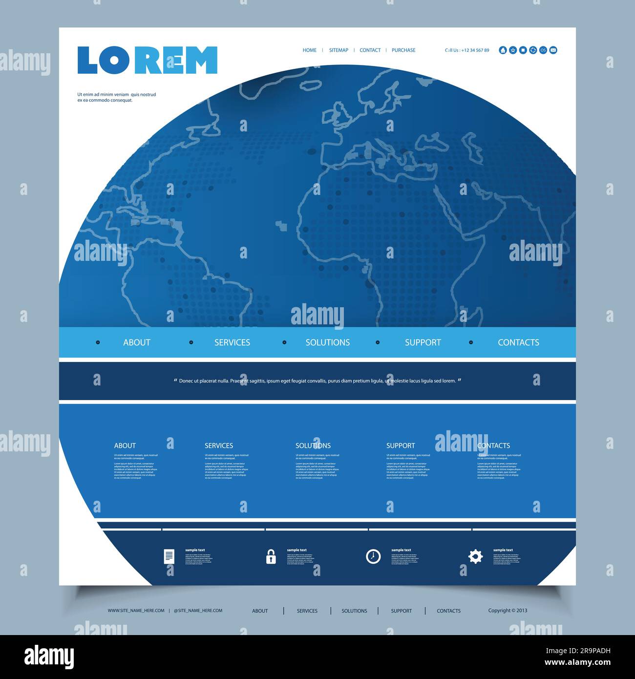 Global Business, Technology - Website Template Design with World Map ...