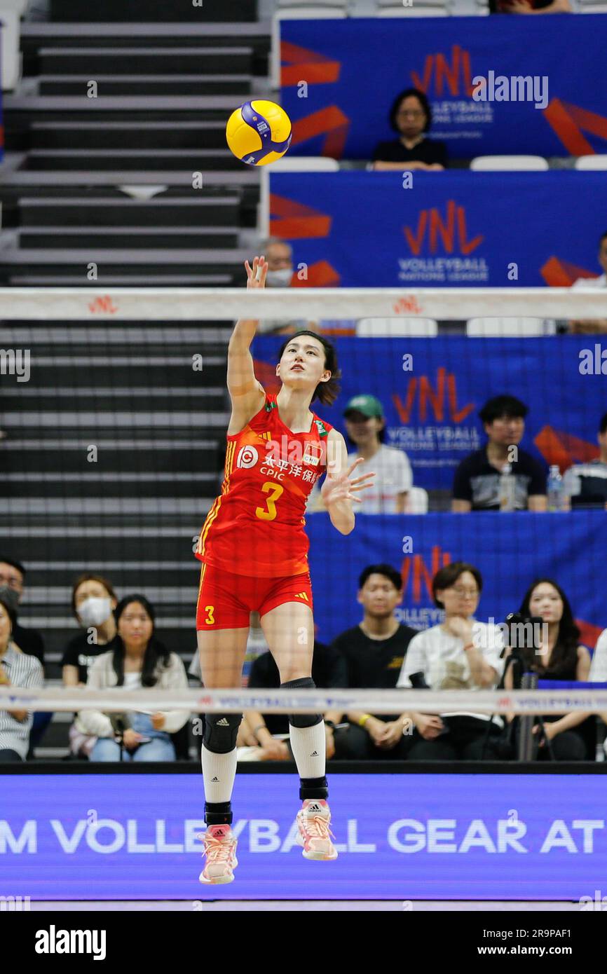 Suwon, South Korea. 28th June, 2023. Diao Linyu of China serves during ...
