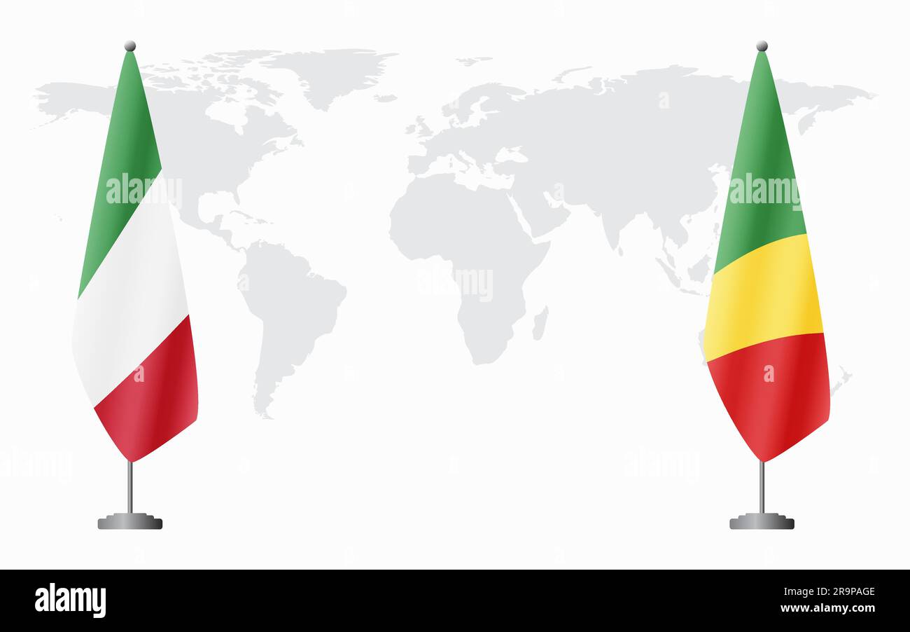 Italy and Congo Brazzaville flags for official meeting against ...