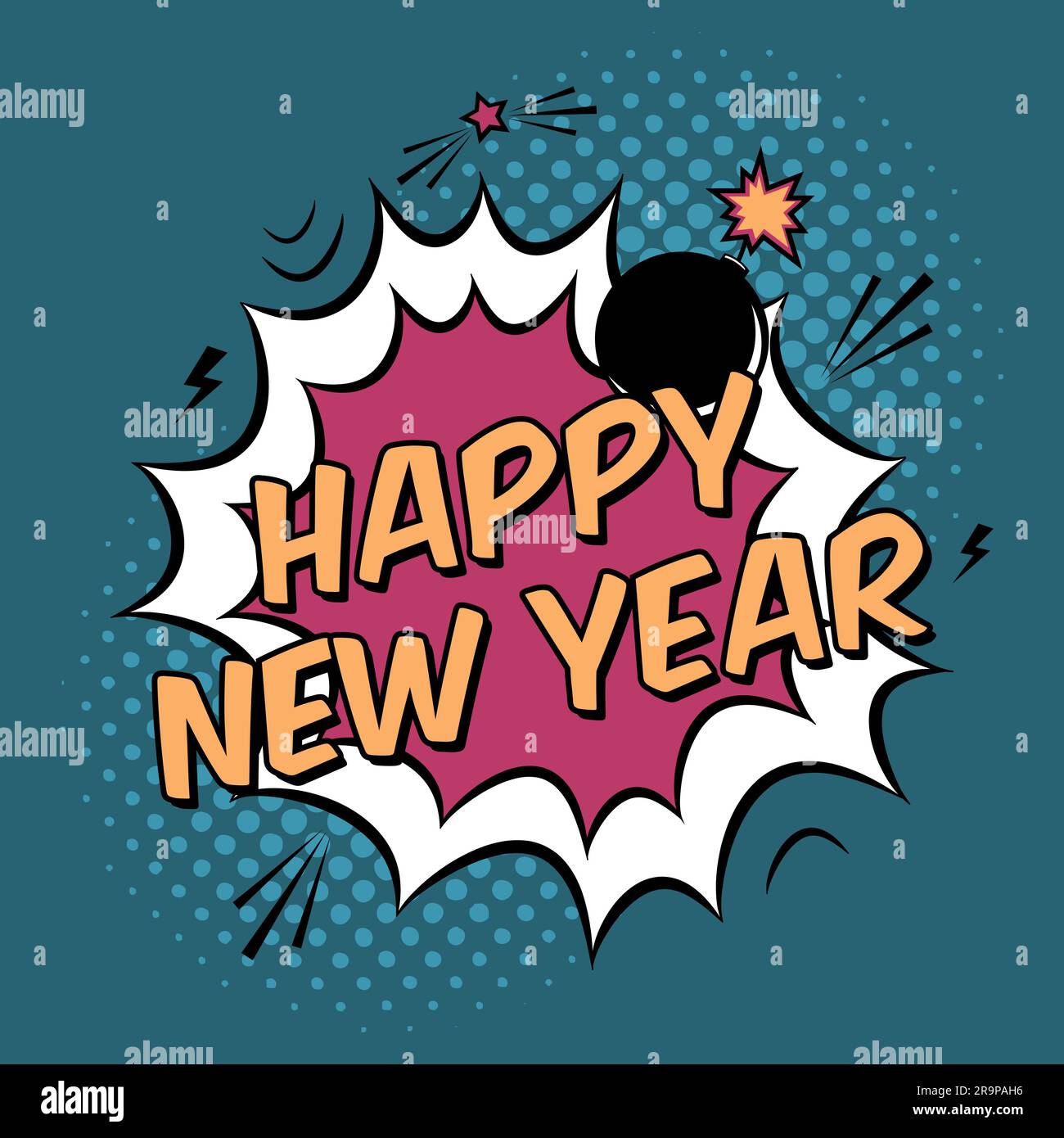 Vector colorful poster in pop art style with bomb explosive. Modern ...