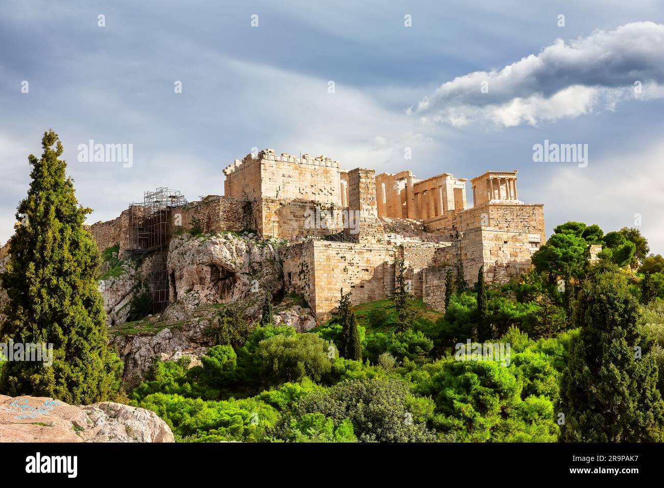 Athens with Acropolis hill, Greece. Old Acropolis is famous landmark of ...