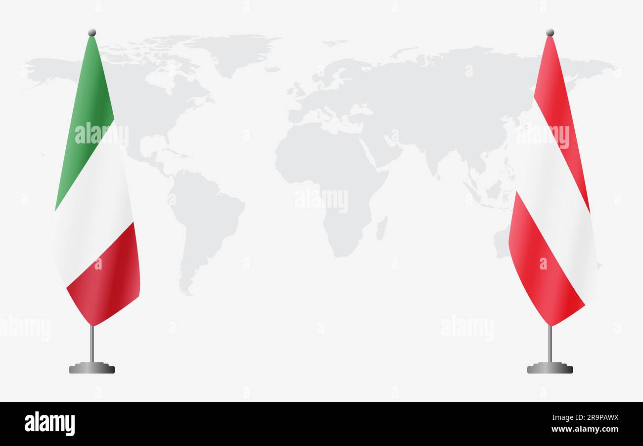 Italy and Austria flags for official meeting against background of ...