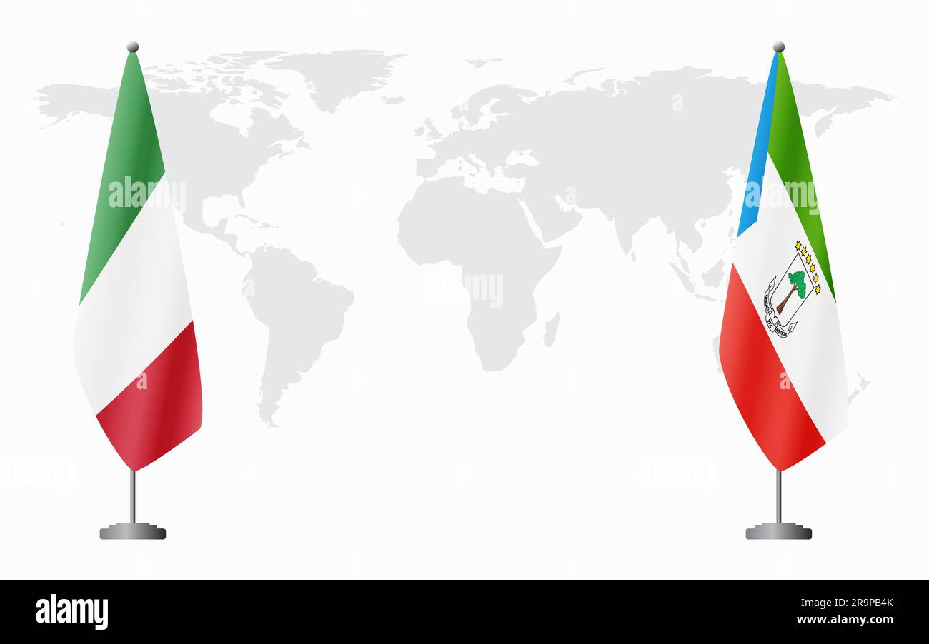 Italy and Equatorial Guinea flags for official meeting against ...