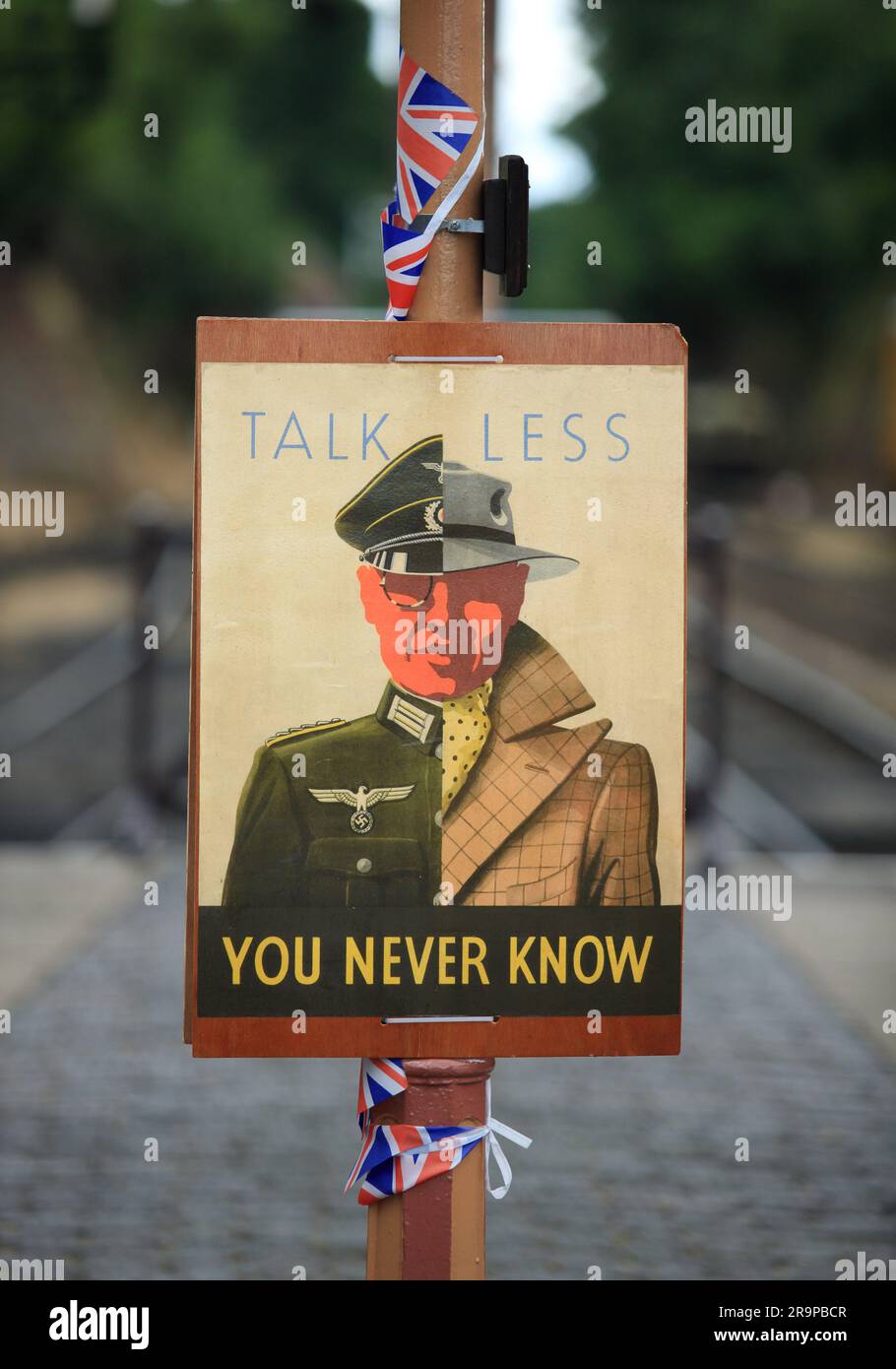 WW2 information sign at a Severn valley railway1940s event Stock Photo ...