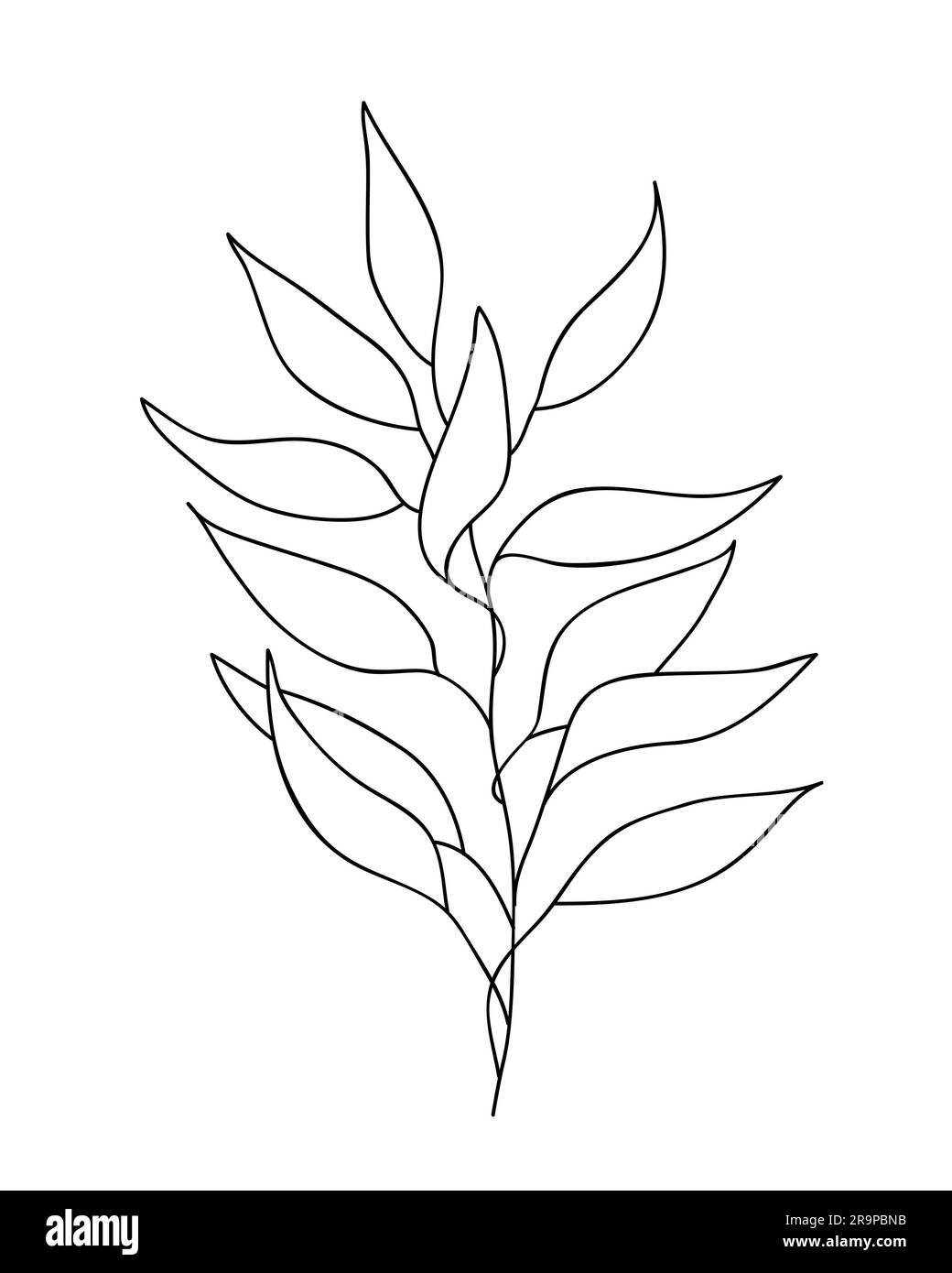 Vector illustration of one line drawing abstract plant. Hand drawn ...