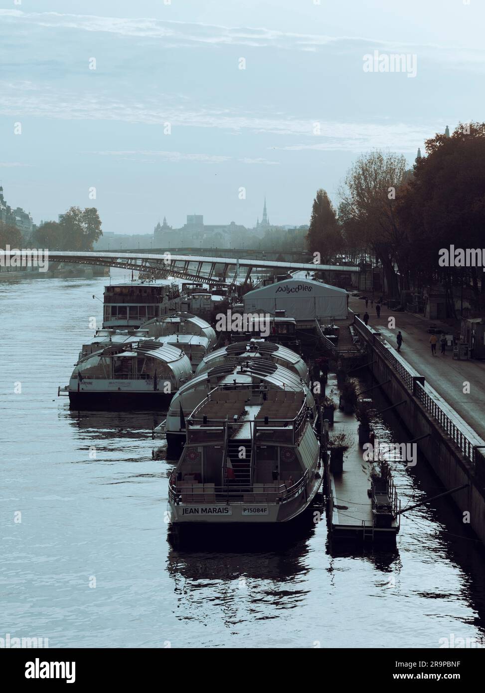 Passerelle Léopold Sedar Senghor foot bridge, Crossing the rive Seine ...