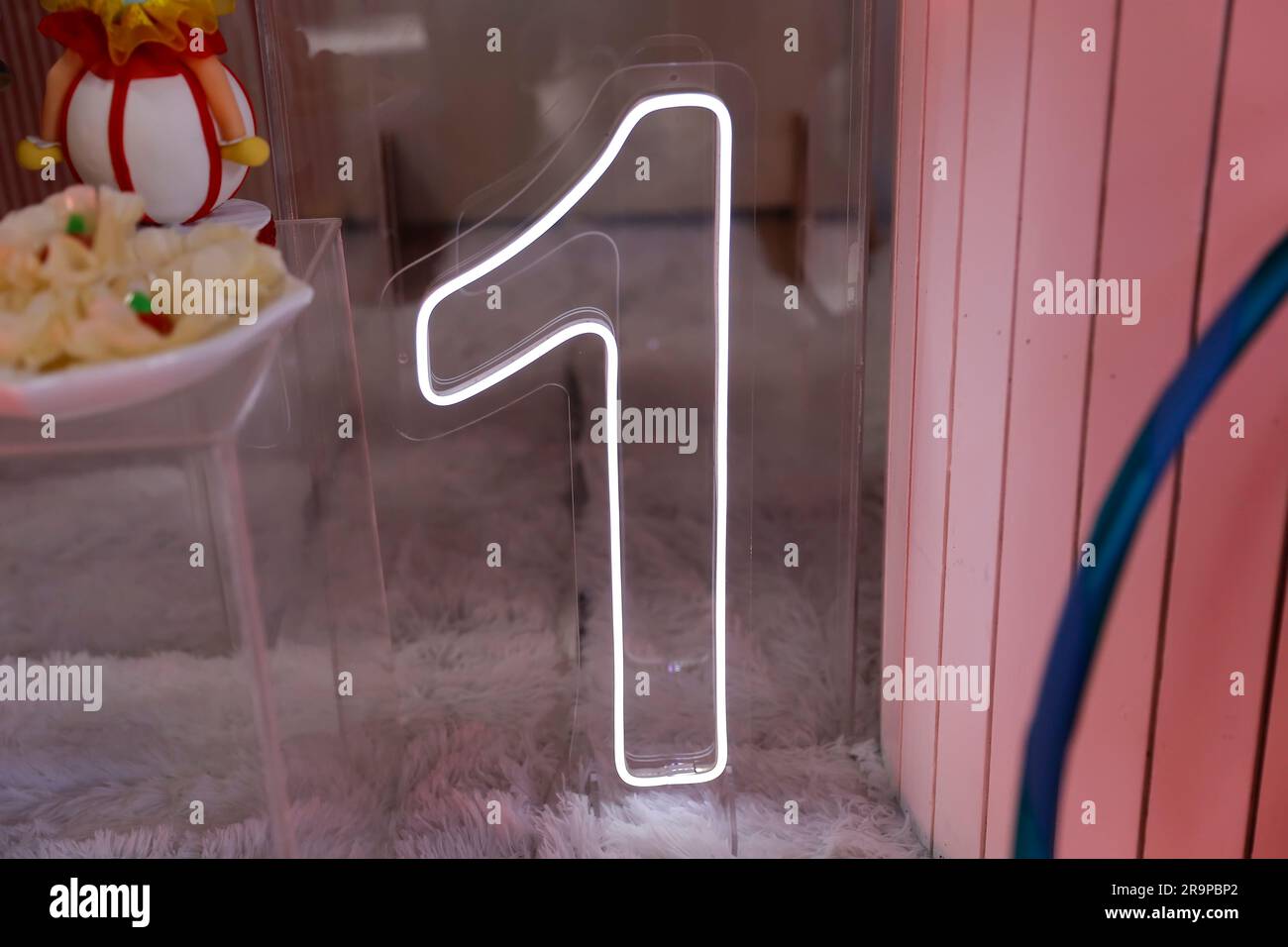 number one with lights at the 1 year old party - light party Stock ...