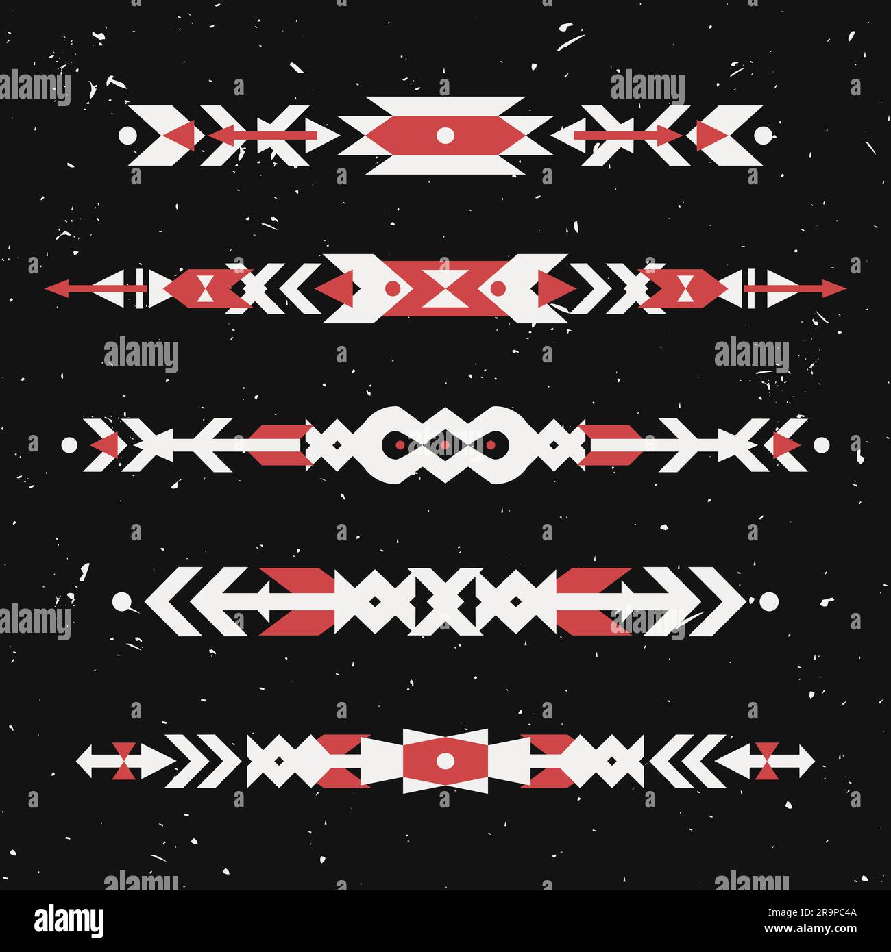 Vector grunge set of decorative ethnic borders with american indian ...