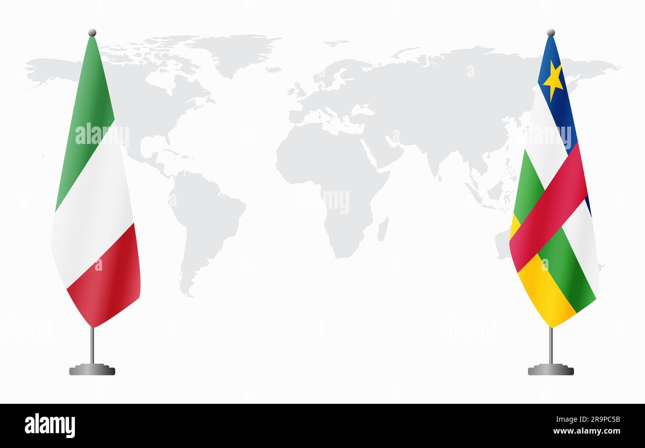 Italy and Central African Republic flags for official meeting against ...