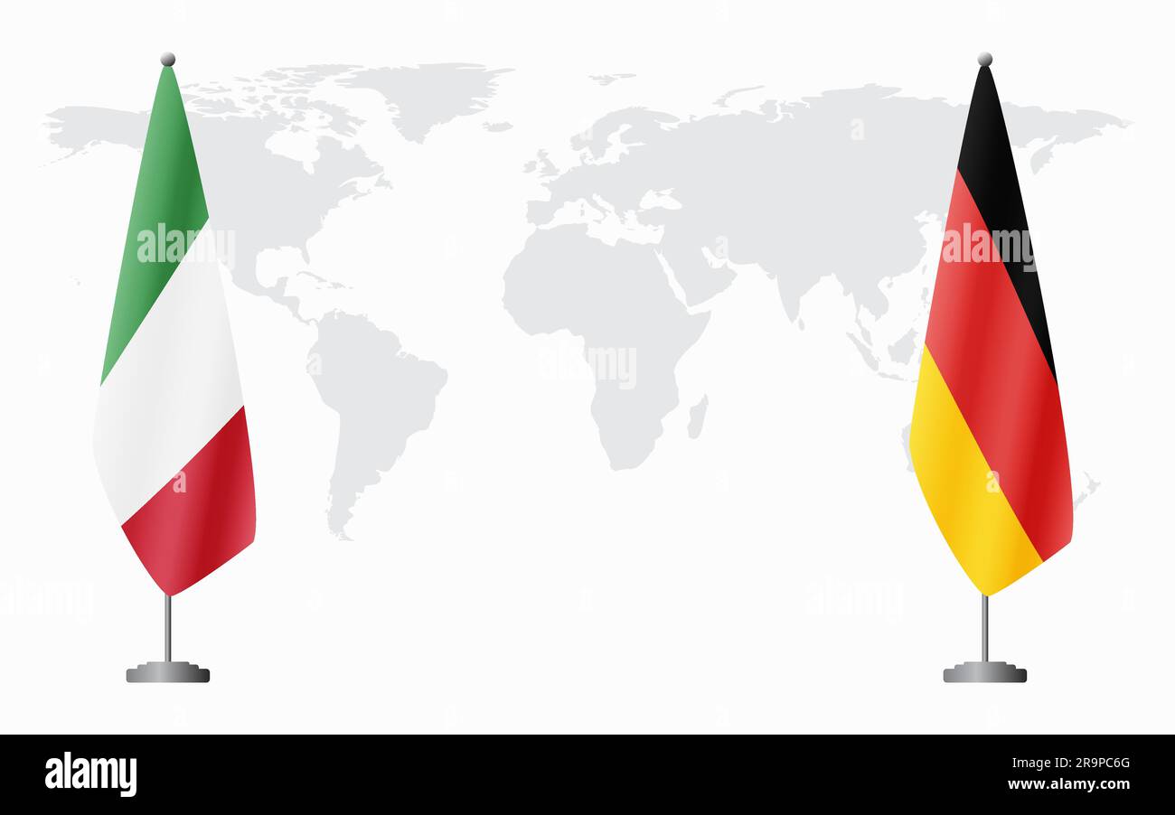 Italy and Germany flags for official meeting against background of ...