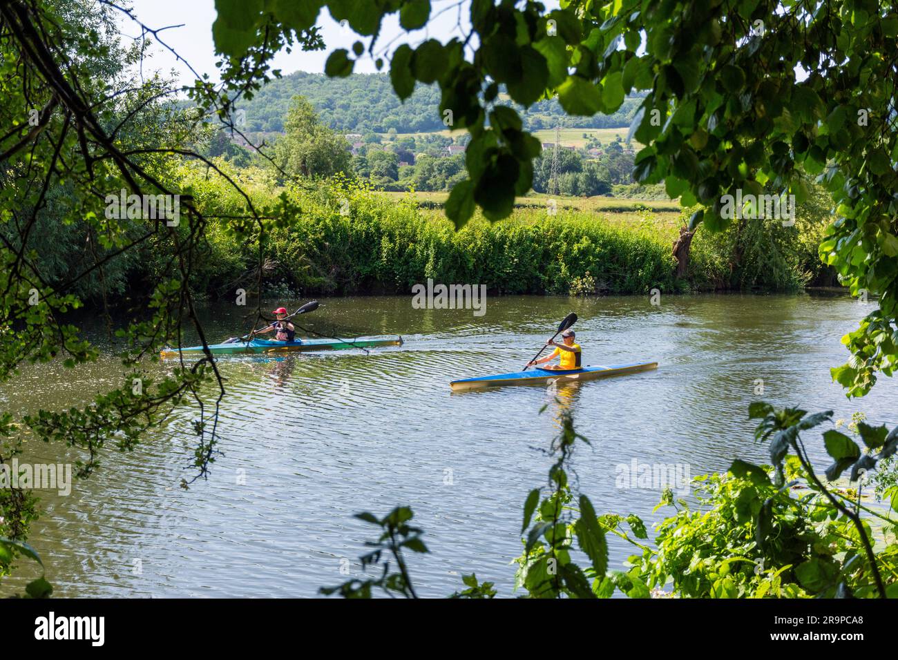 Canoeists on the River Avon at Batheaston, Somerset, UK Stock Photo - Alamy