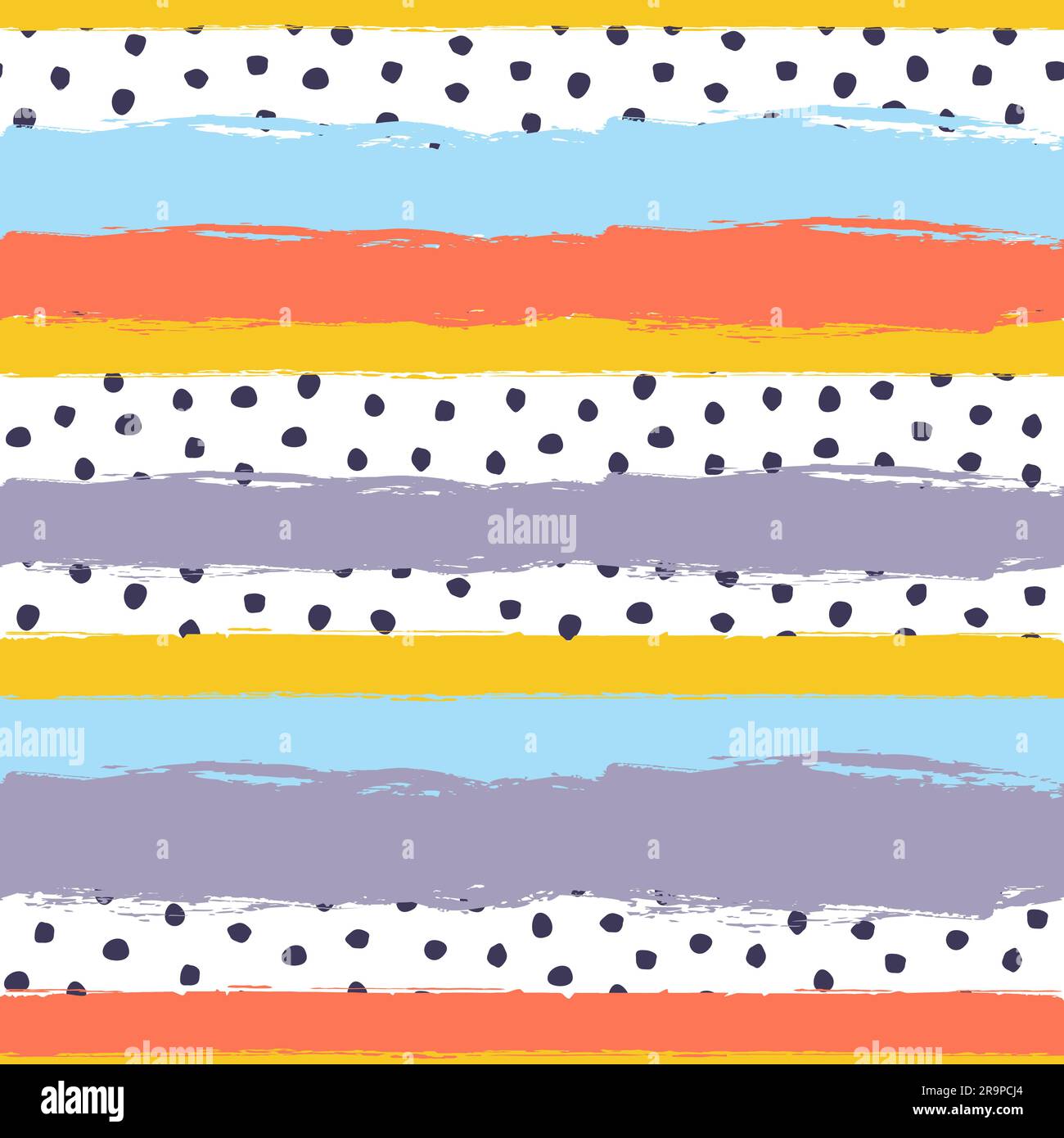Vector abstract hand drawn seamless pattern with striped geometric brush painted elements and ...