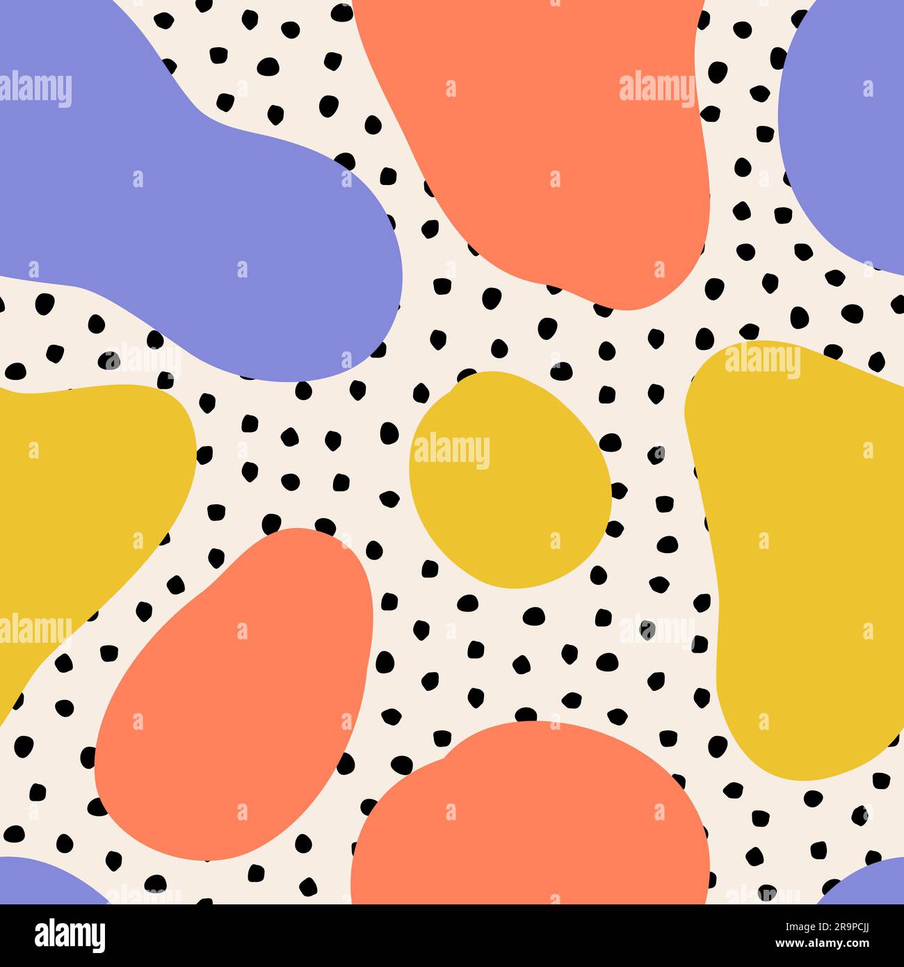Vector seamless pattern with polka dot elements and fluid shapes ...