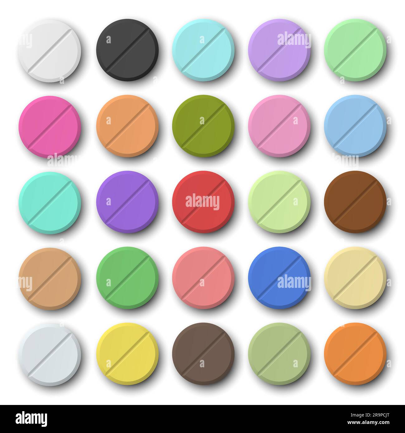 Vector Realistic Round Pharmaceutical Medical Pills, Tablets, Vitamins ...