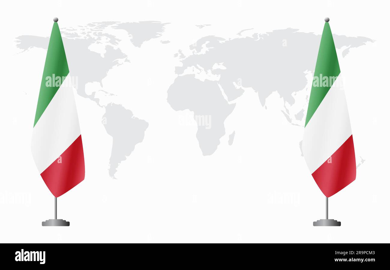Italy and Italy flags for official meeting against background of world ...