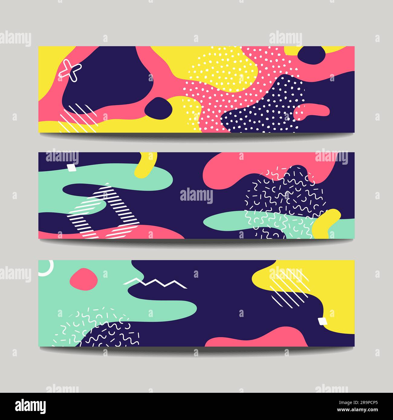 Vector abstract fun banners with modern liquid splashes of geometric ...